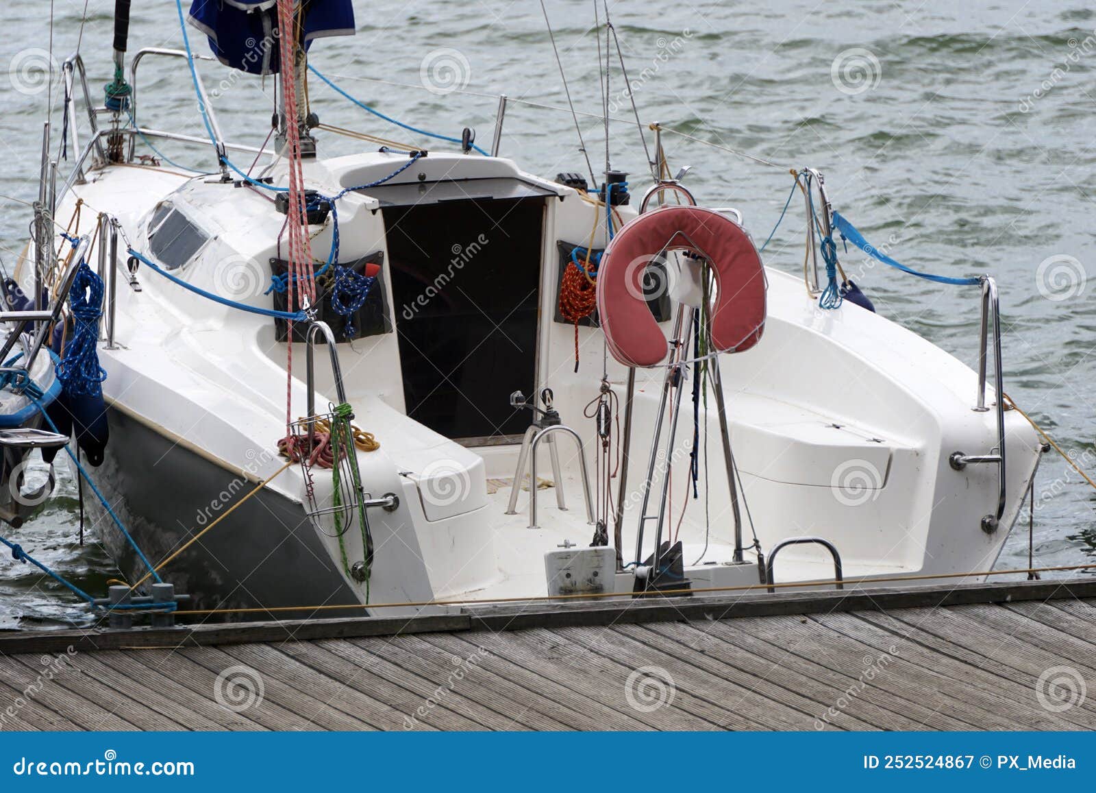 Sailboat Moored in Port - Rear View Editorial Photography - Image of ...