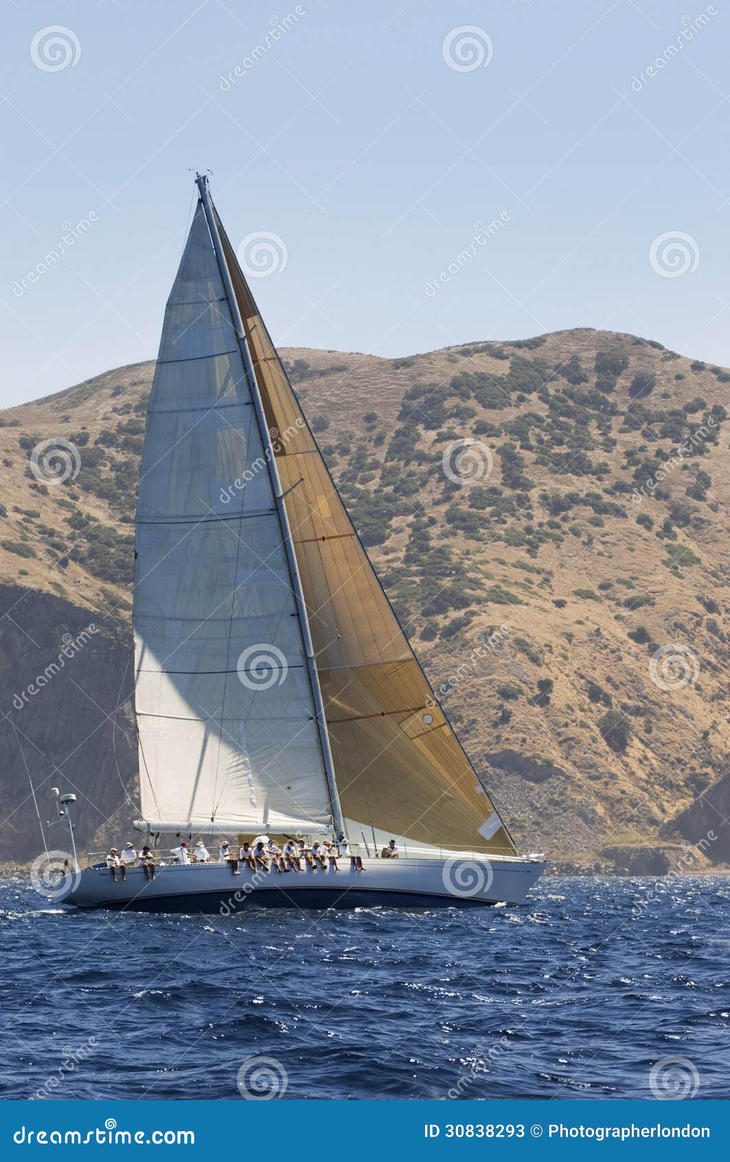 Sailboat Near Coast in the Ocean Stock Image - Image of sitting ...
