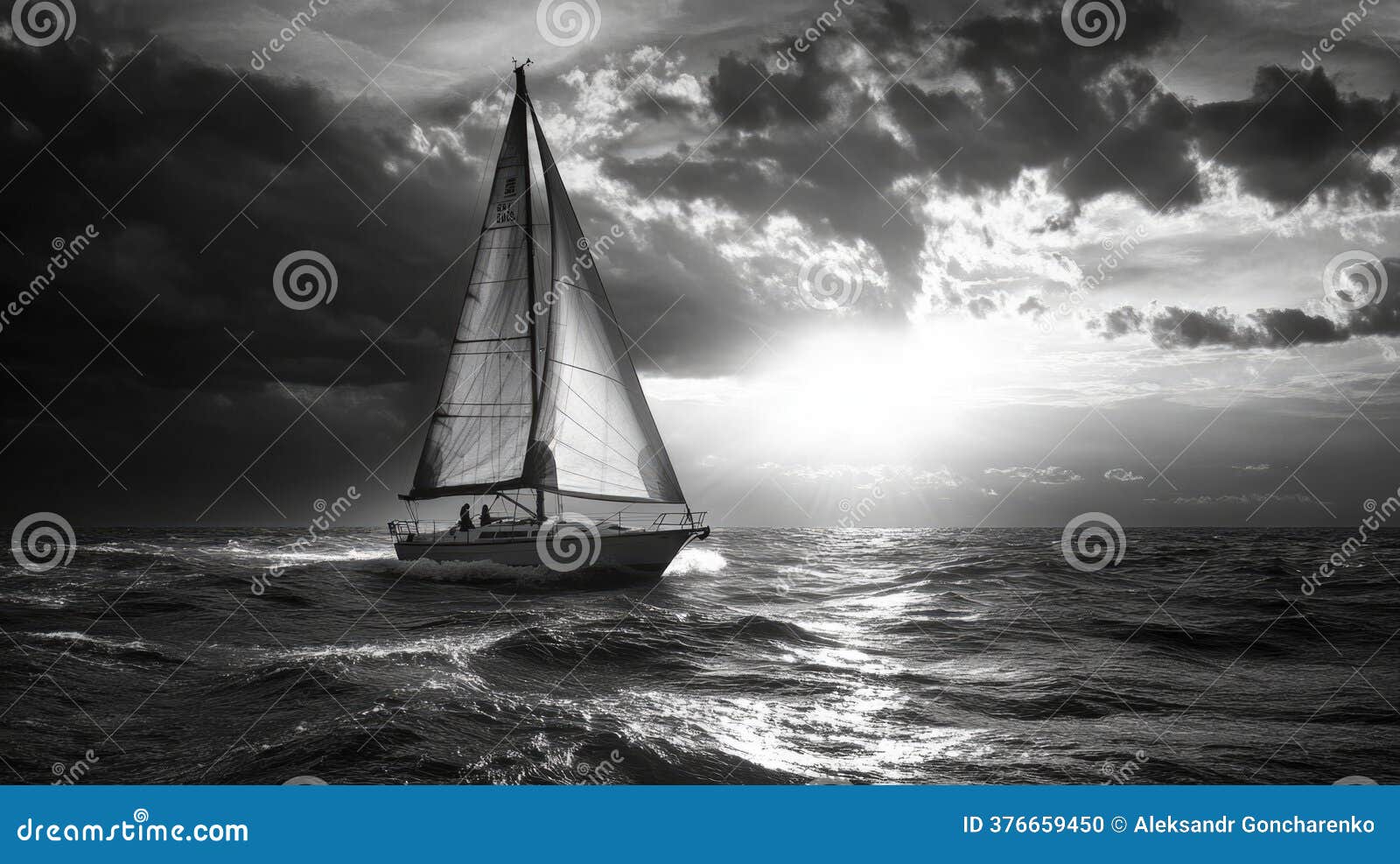 Sailboat Riding The Ocean Waves At Sunset Royalty-Free Stock Image ...