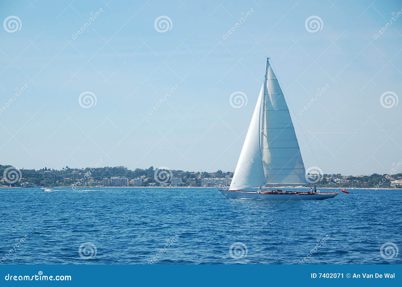 Sailboat off the coast stock image. Image of wall, yacht - 7402071