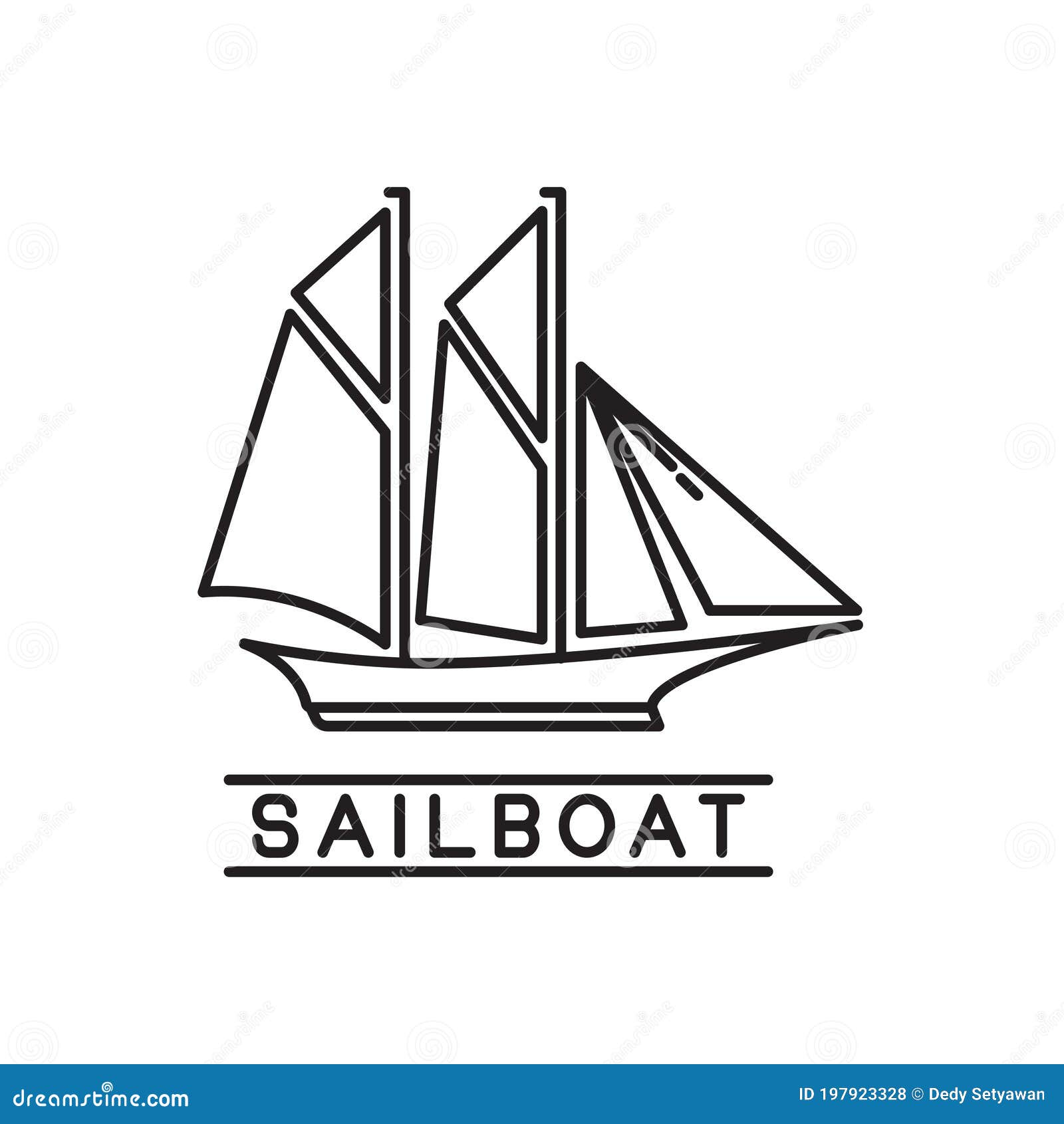 Sailboat outline design stock vector. Illustration of cruise - 197923328