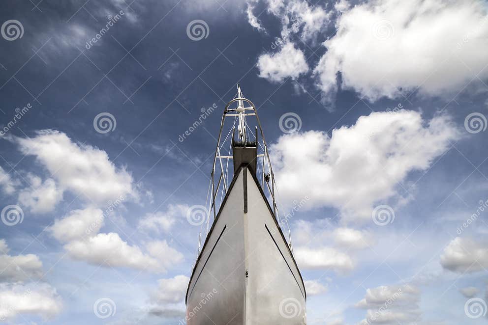 Sailboat Prow. Low Angle Front View Stock Photo - Image of ship, mast ...
