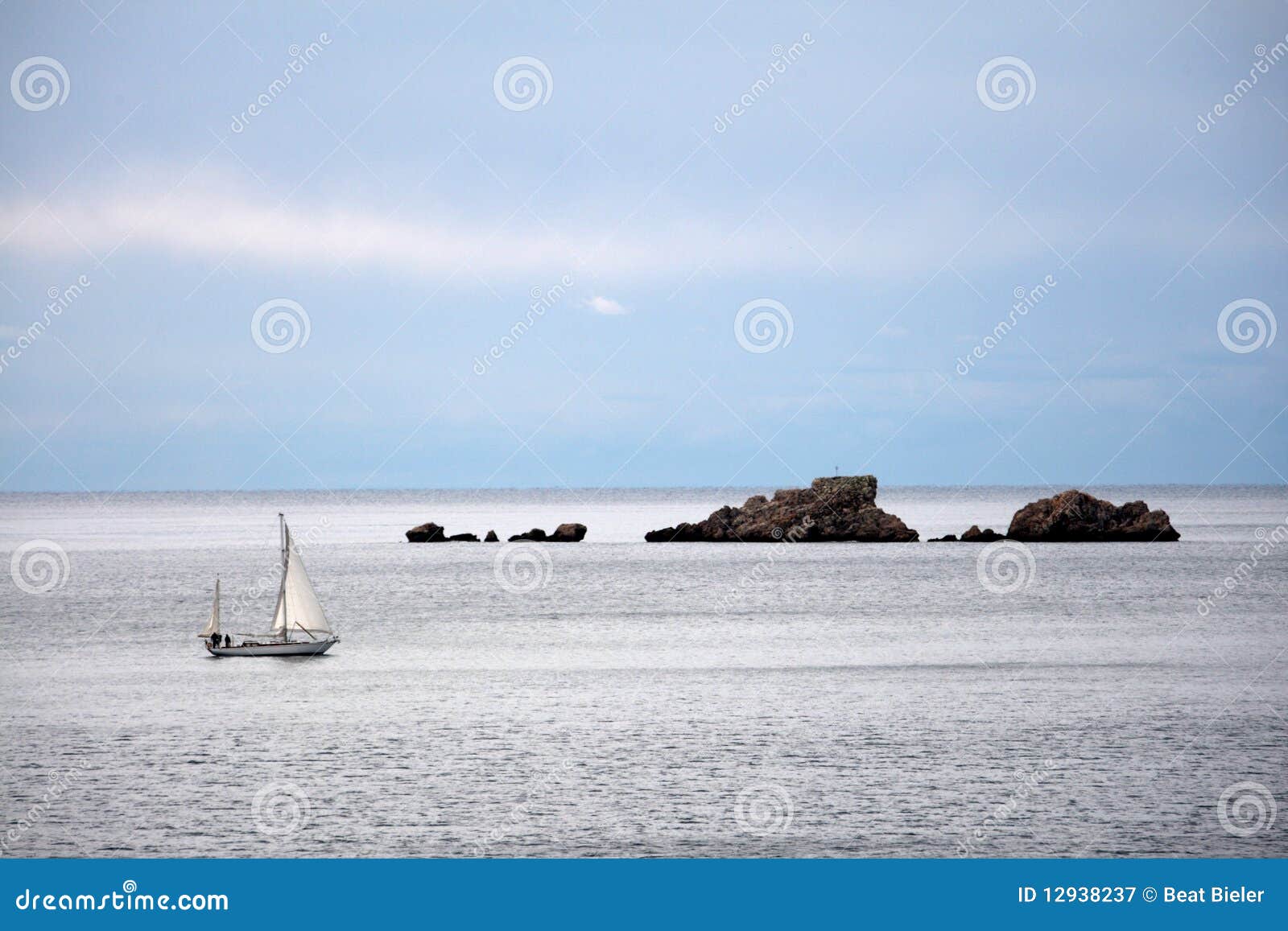 Sailboat and Rocks in Croatia Stock Image - Image of clear, jadran ...