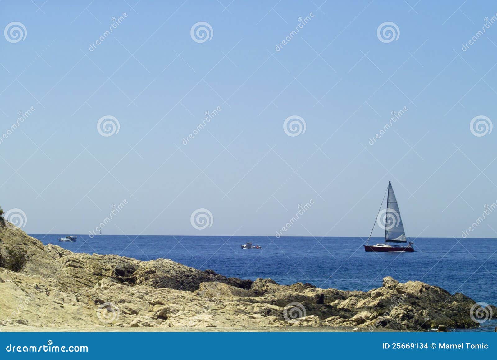 Sailboat Sailing in Adriatic Sea Stock Photo - Image of beauty, clear ...