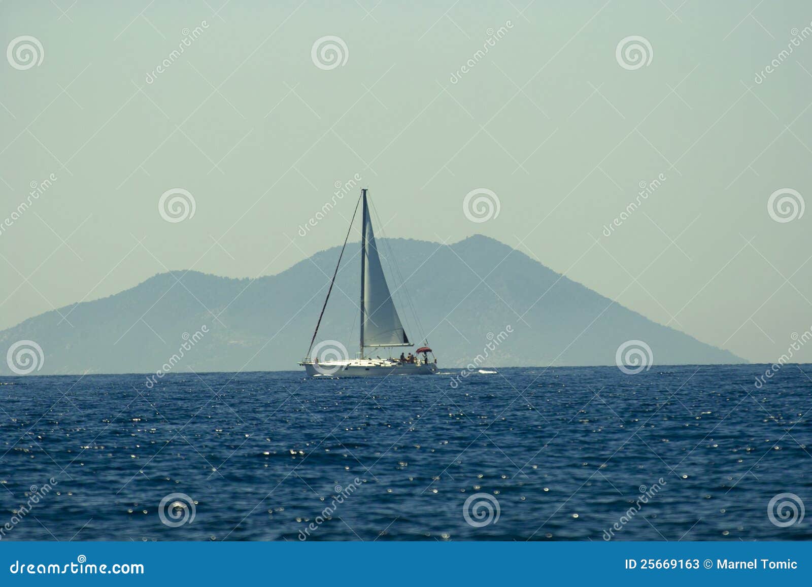 Sailboat Sailing in Adriatic Sea Stock Image - Image of nautical, blue ...