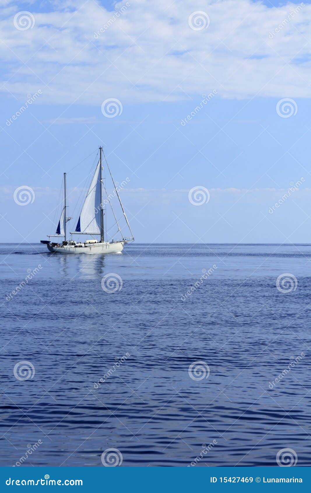 Sailboat Sailing on Blue Sea Horizon Ocean Stock Image - Image of ...