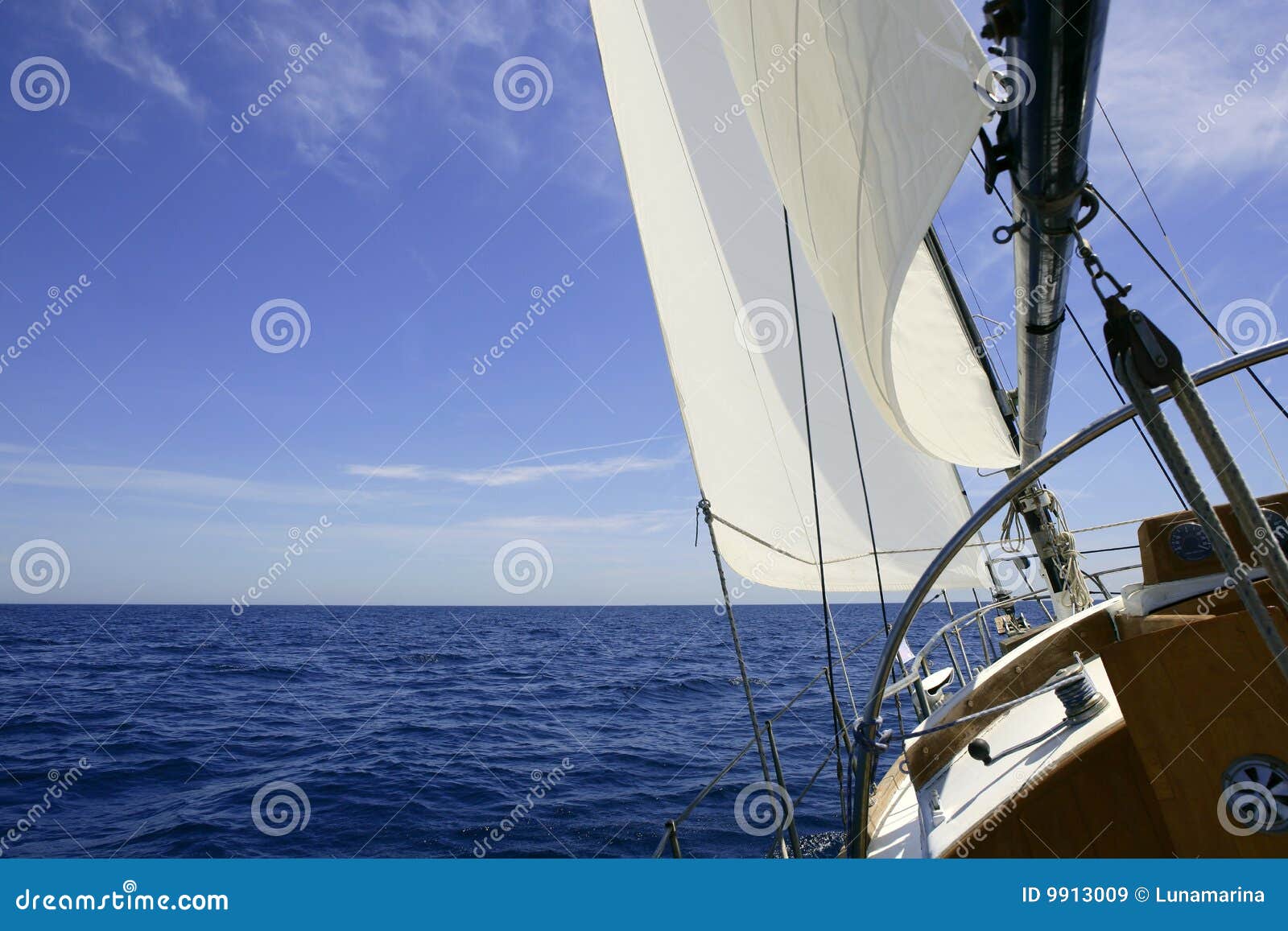 Sailboat Sailing Blue Sea on Sunny Summer Day Stock Image - Image of ...