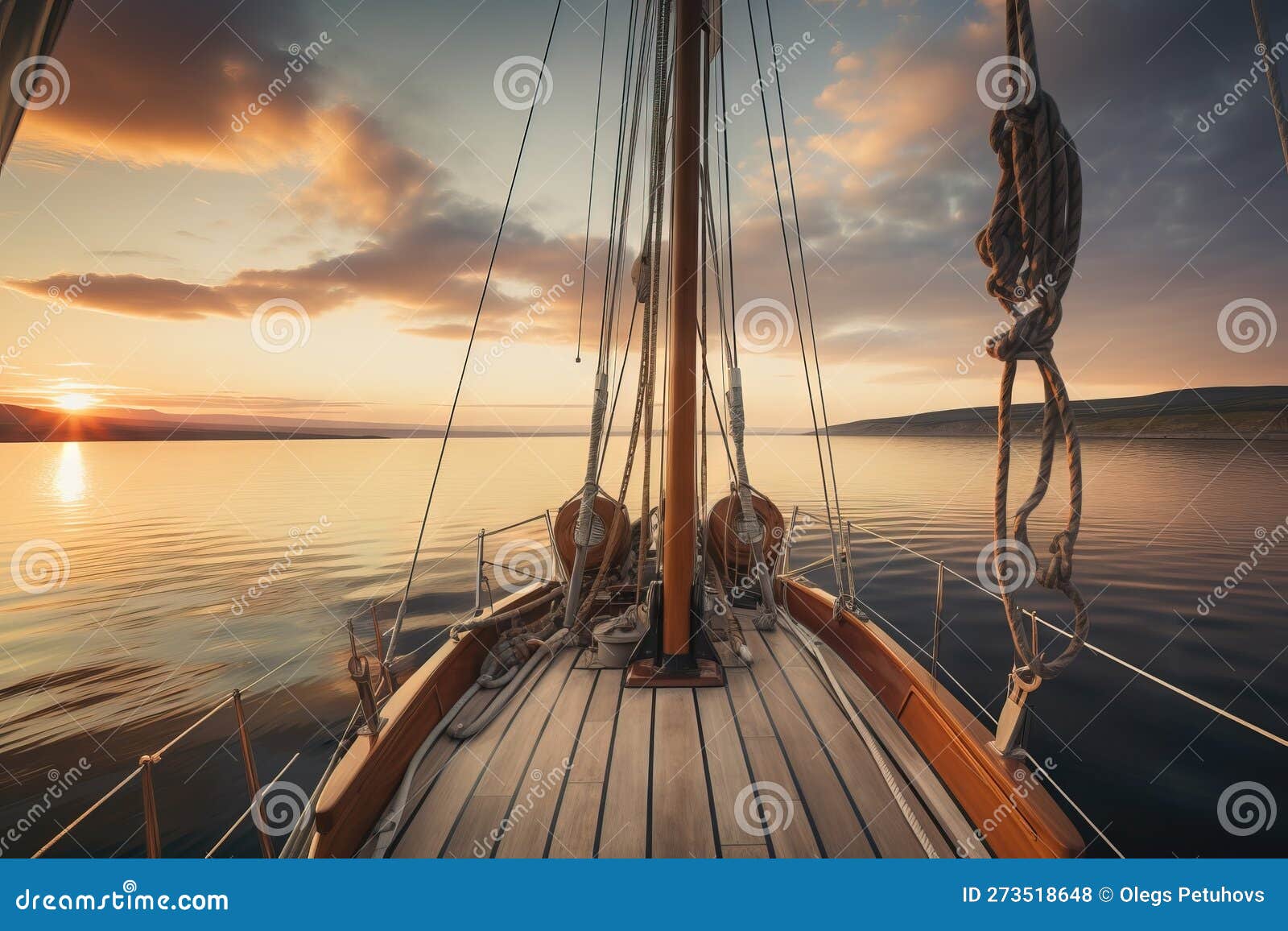A Sailboat Sailing on a Body of Water at Sunset Stock Illustration ...