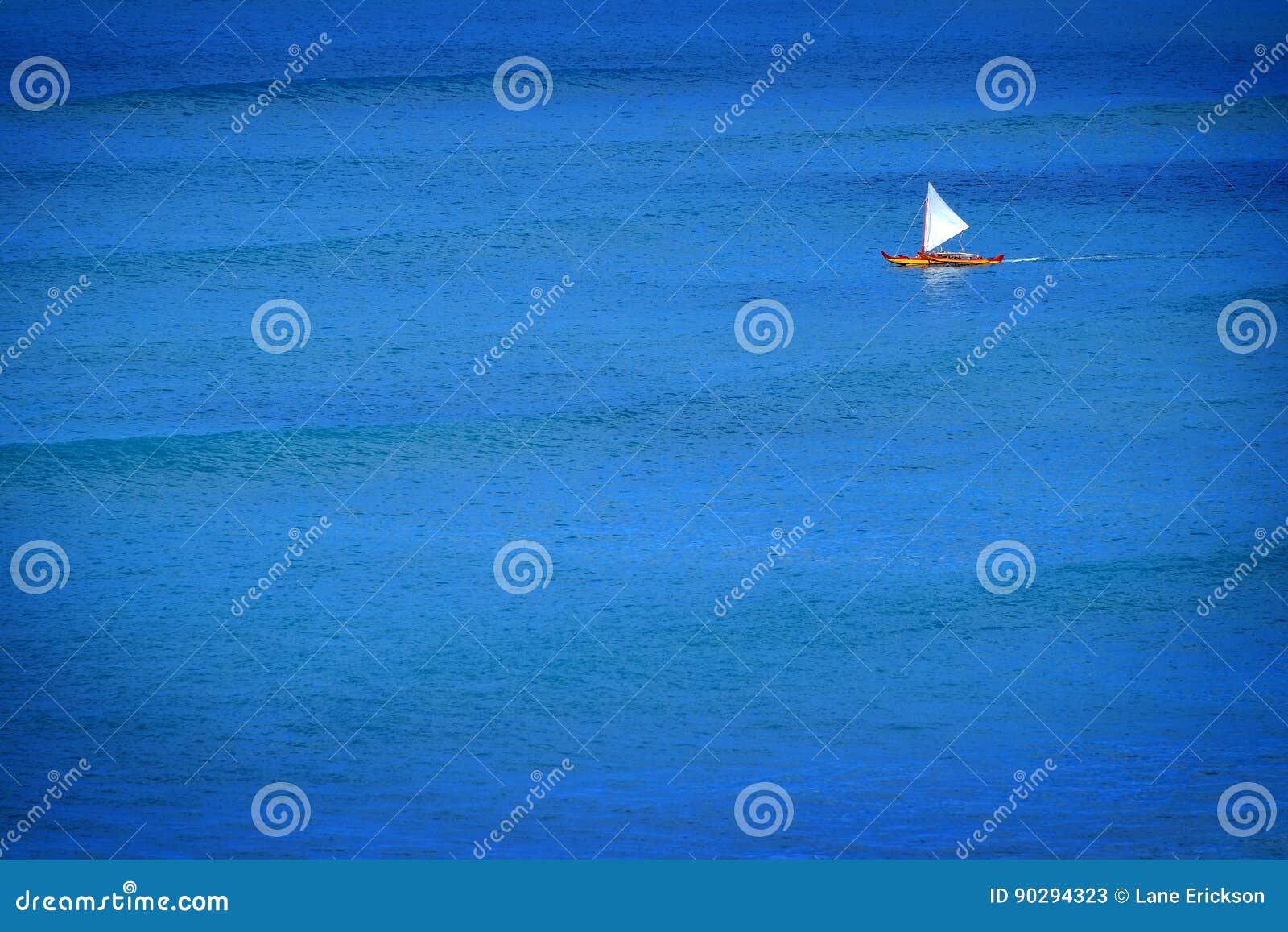 Sailboat Sailing on Calm Blue Ocean Stock Image - Image of istria ...