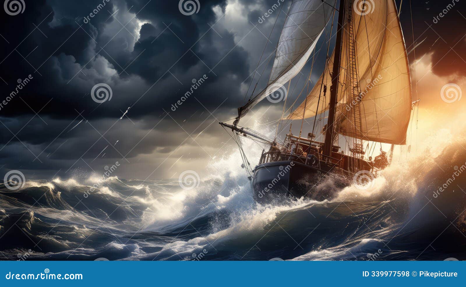 Sailboat Sailing Rough Waters Stock Illustration - Illustration of ...