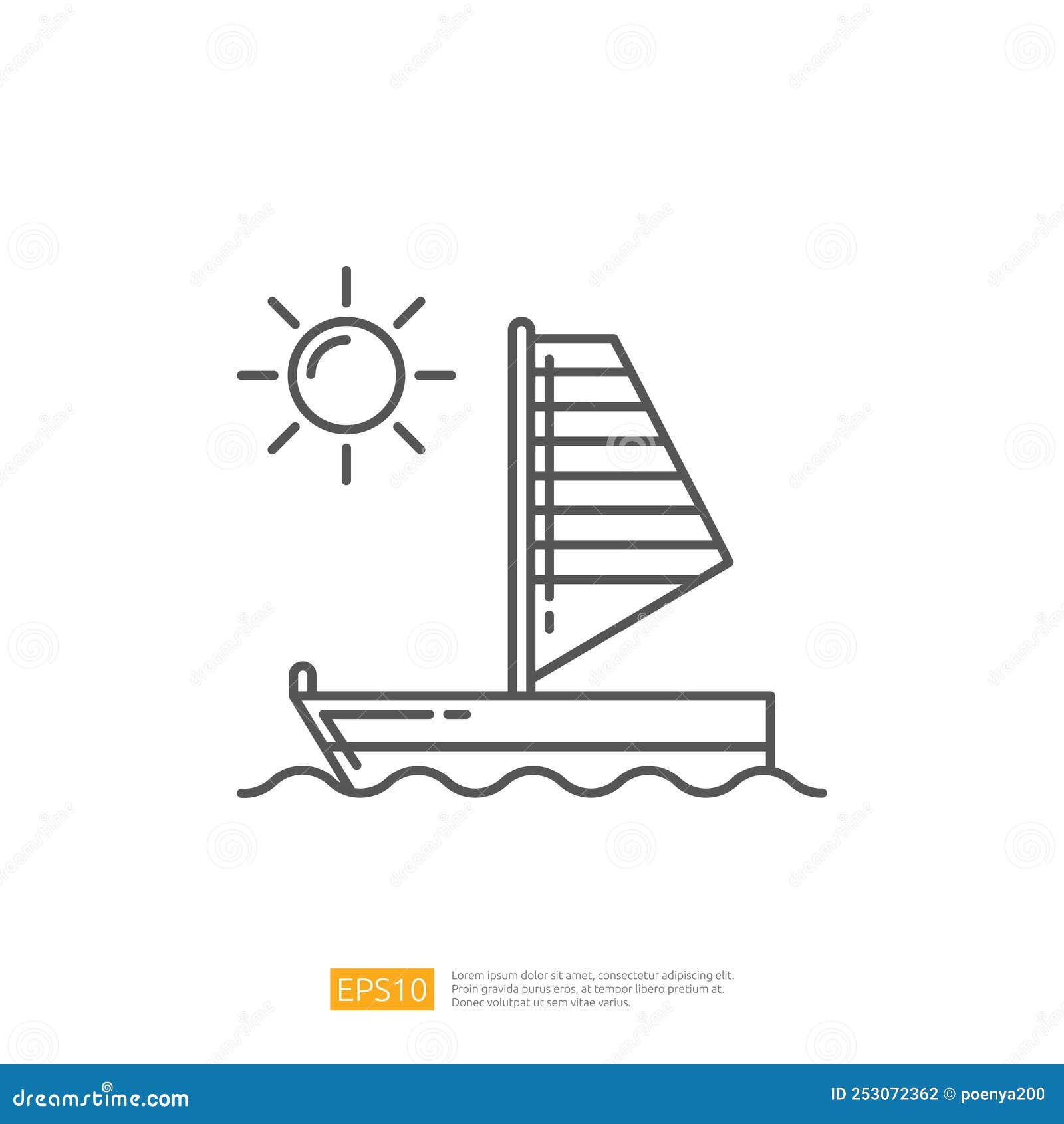 Ship Outline Icon. Coloring Book Page For Children. Boat Vector ...