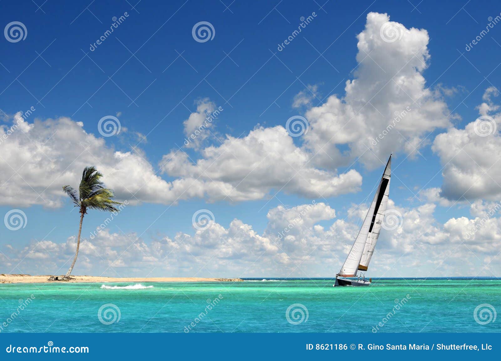 Sailboat Sailing on Tropical Seas Stock Photo - Image of boat ...