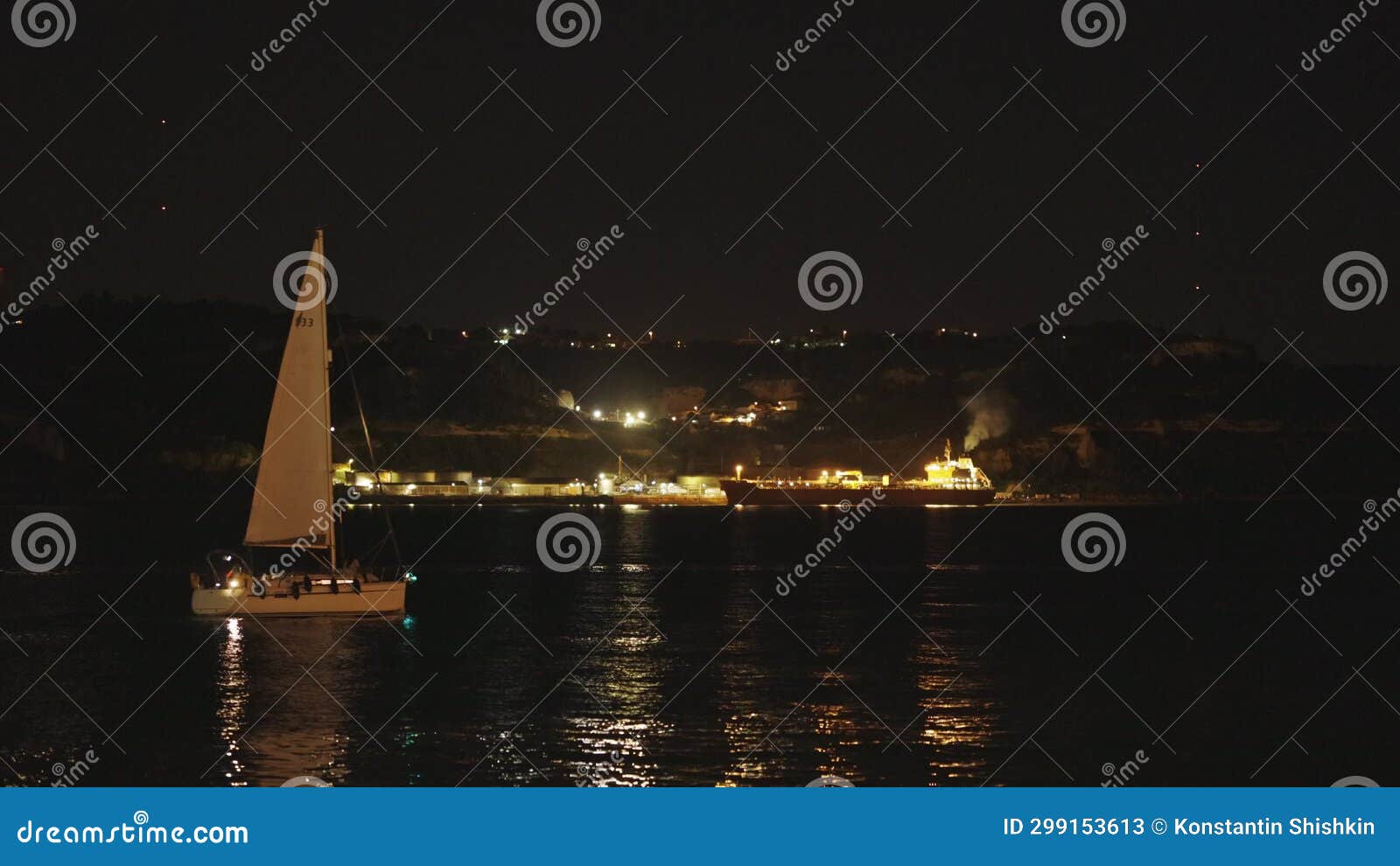 Sailboat Sailing on Water at Night Stock Video - Video of waves ...