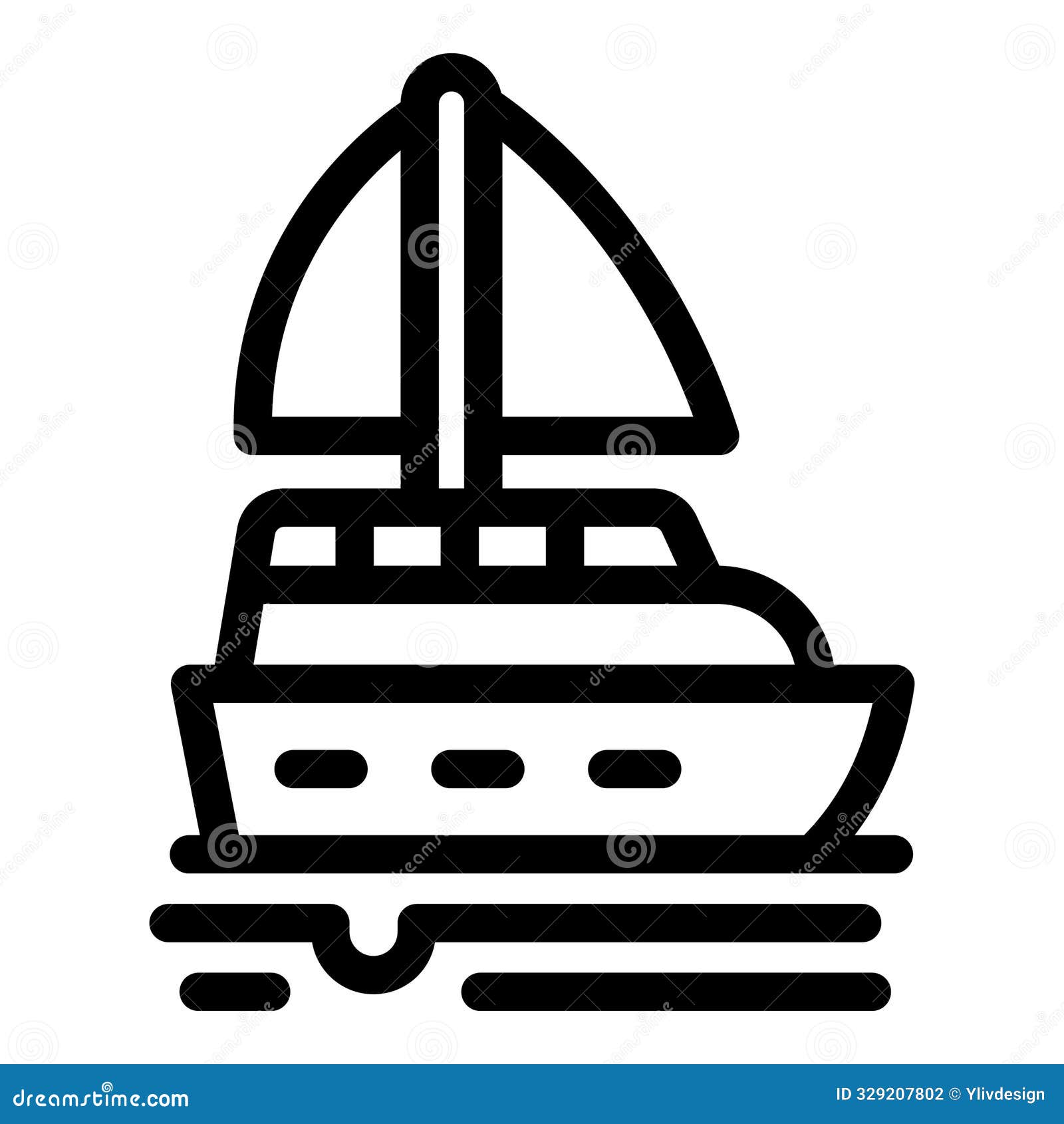 Sailboat Sailing on Water Waves Minimalist Line Art Icon Stock ...