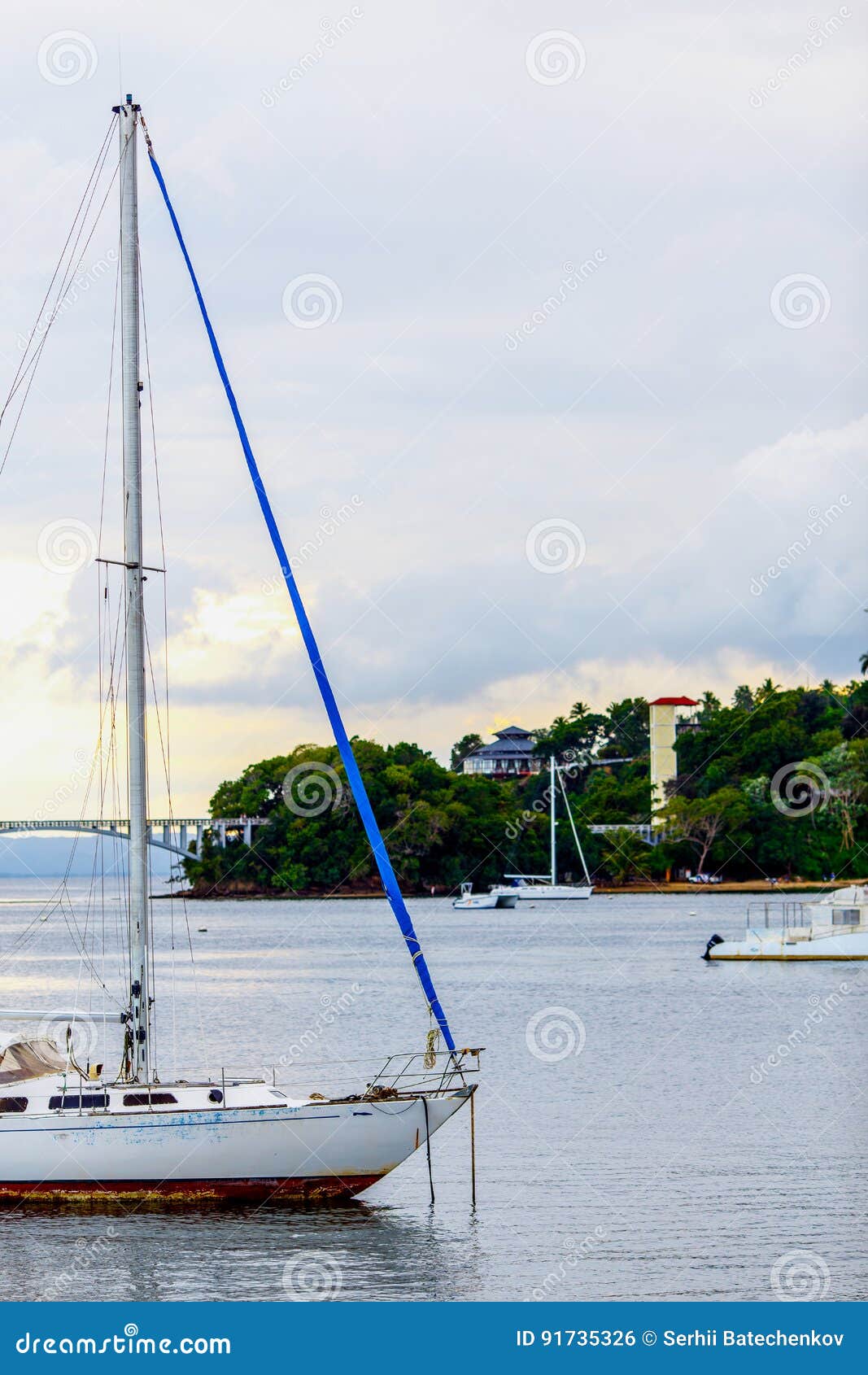 Sailboat without sails stock photo. Image of apartment - 91735326