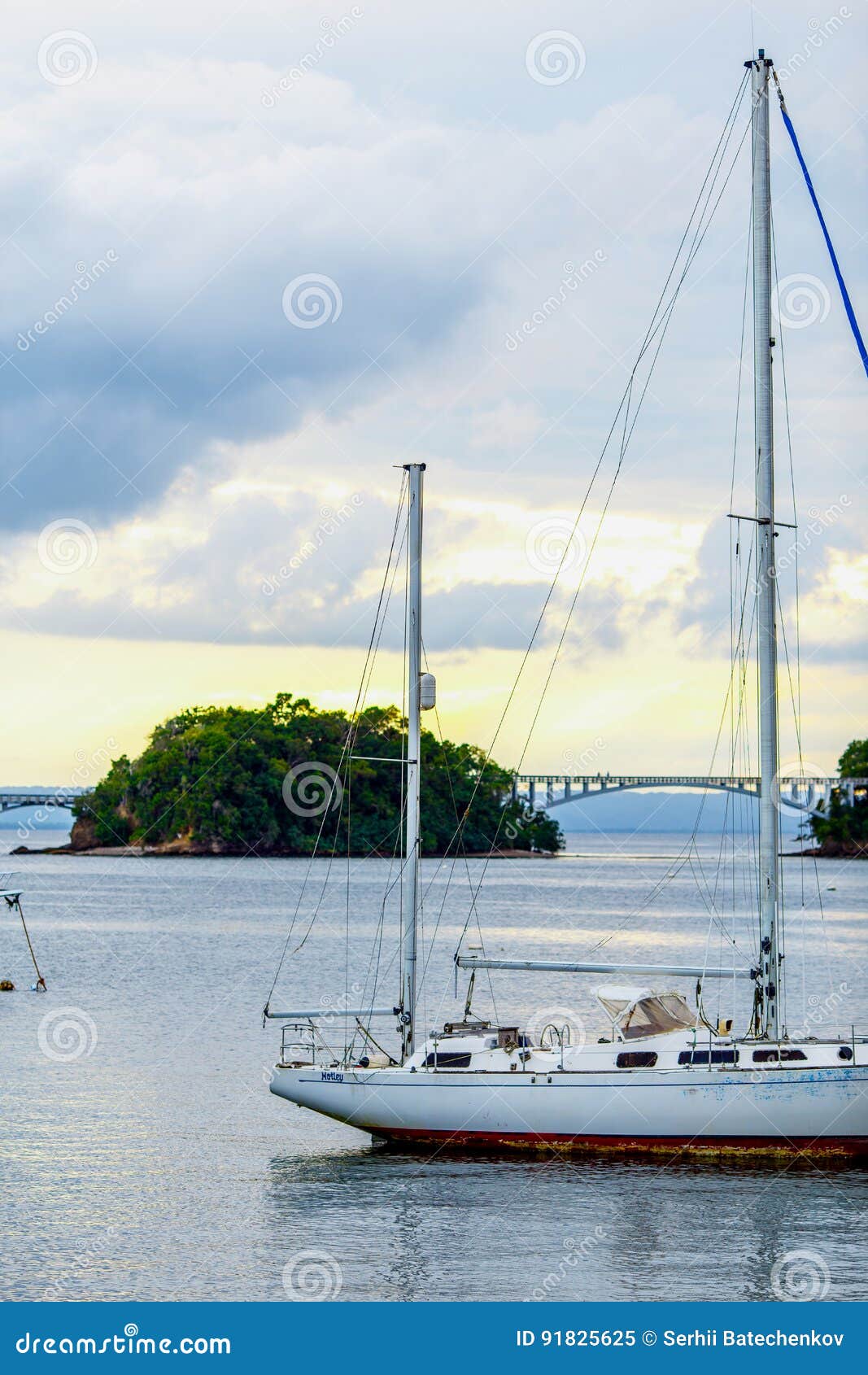 Sailboat without sails stock image. Image of sailboat - 91825625