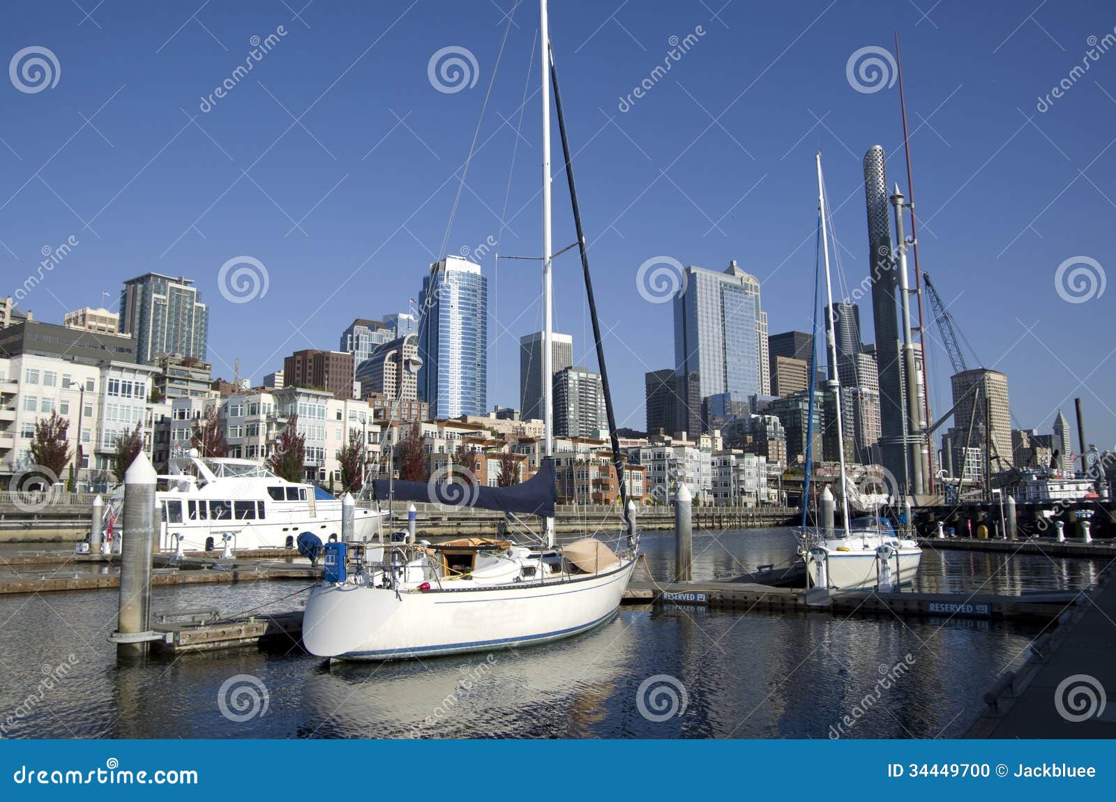 Sailboat at Seattle Waterfront Stock Photo - Image of estates, leisure ...