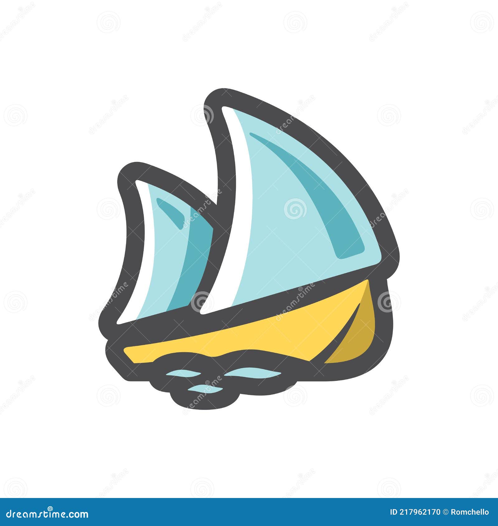 Sailboat Ship on the Waves Vector Icon Cartoon Illustration. Stock ...