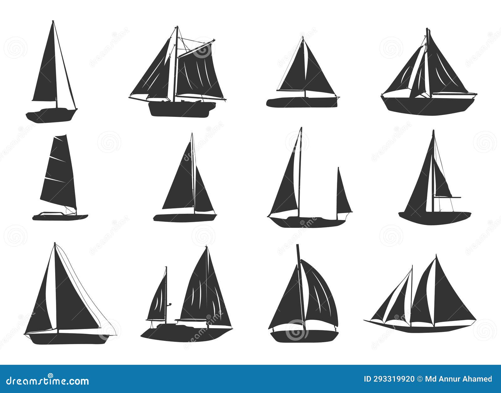 Sailboat Silhouette Logo Vector Illustration | CartoonDealer.com #198545542