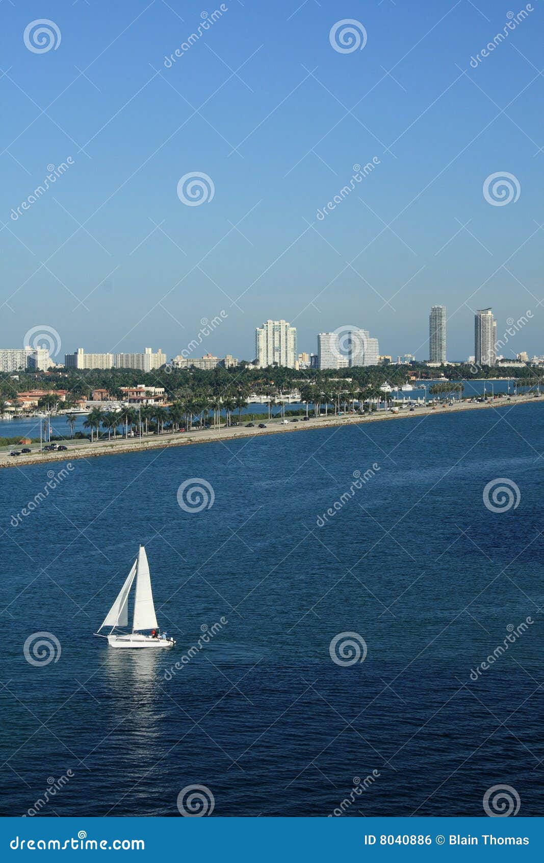 Sailboat in South Beach Miami Florida Stock Photo - Image of sail, high ...