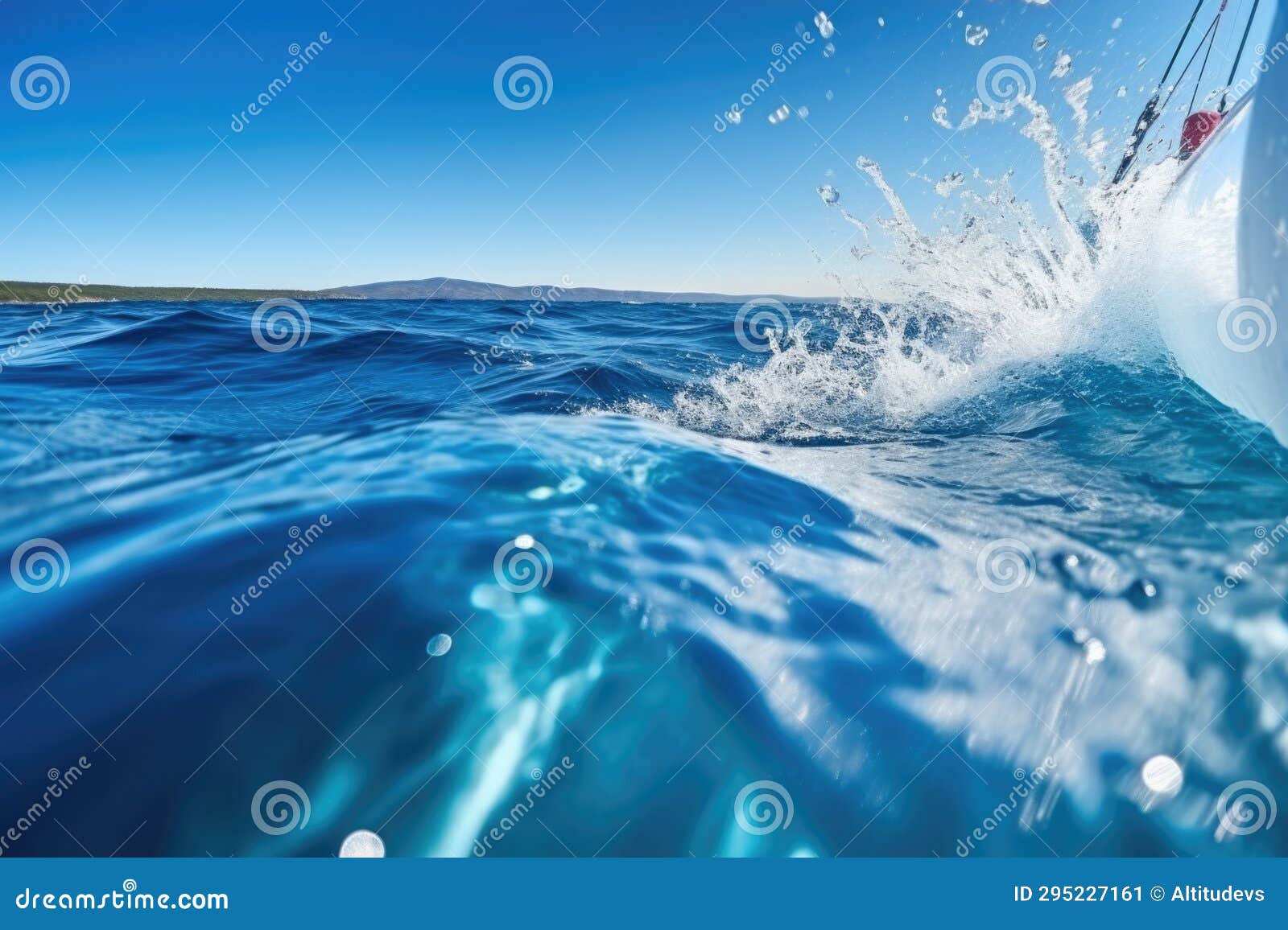 Sailboat Stern Wave Wake on Clear Blue Water Stock Image - Image of ...