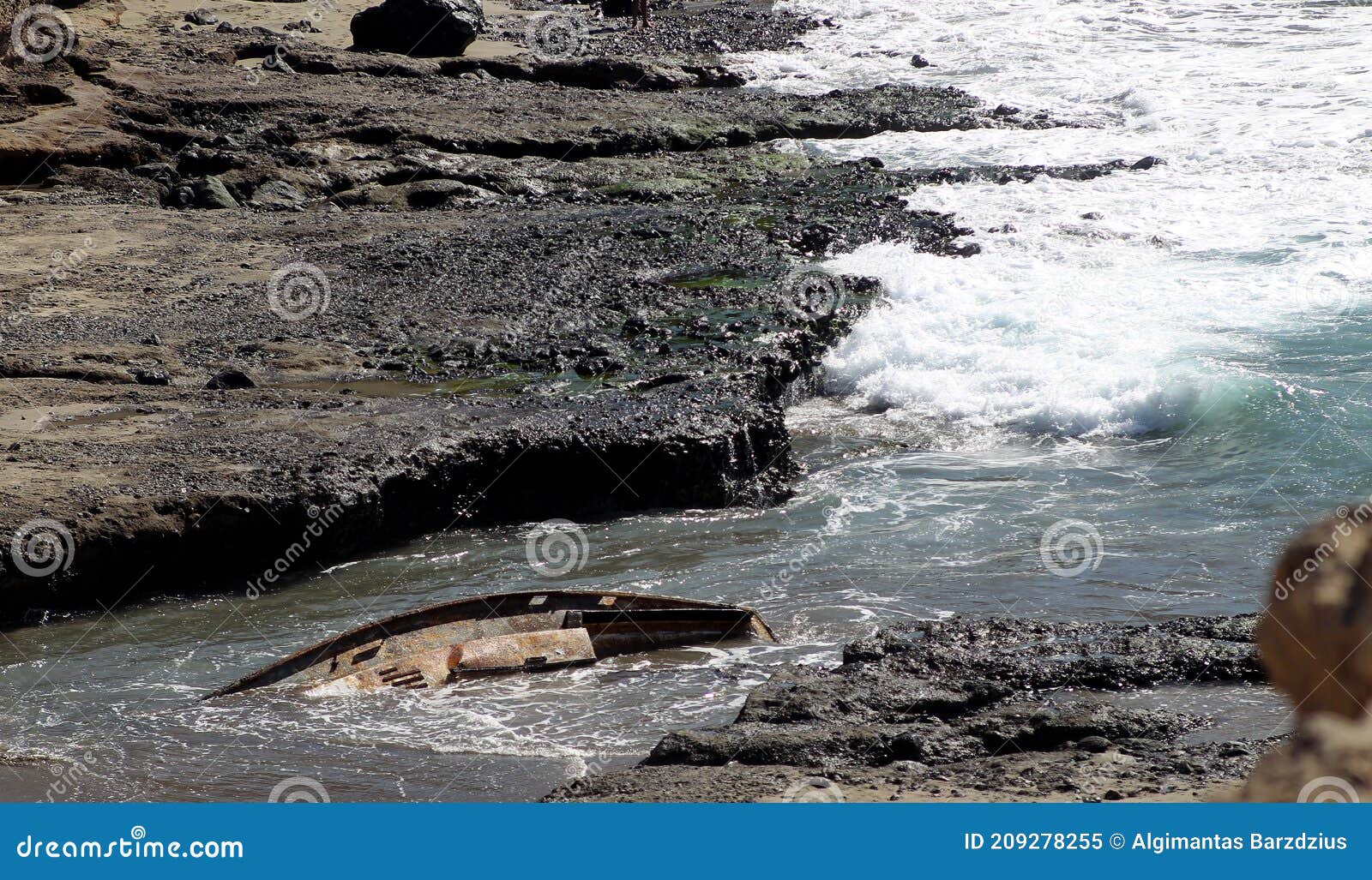 Sailboat Stranded on the Beach after a Storm Stock Image - Image of ...