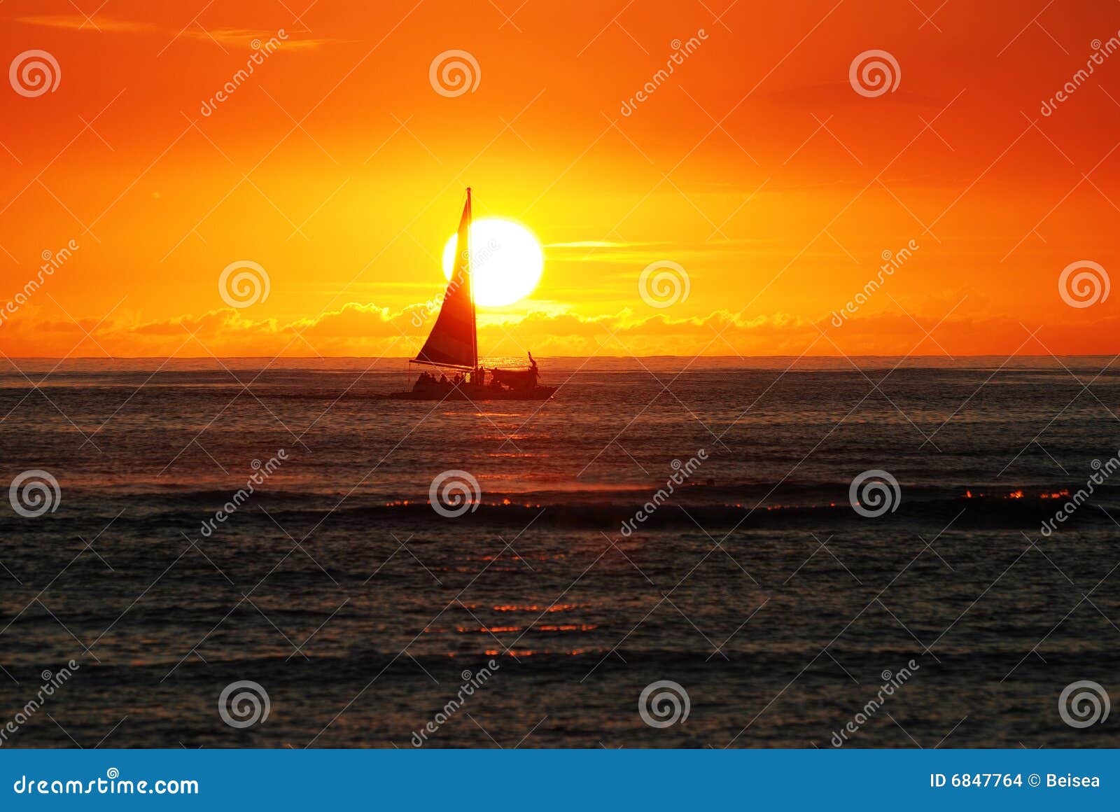 Sailboat at sunset stock photo. Image of sailboat, ocean - 6847764