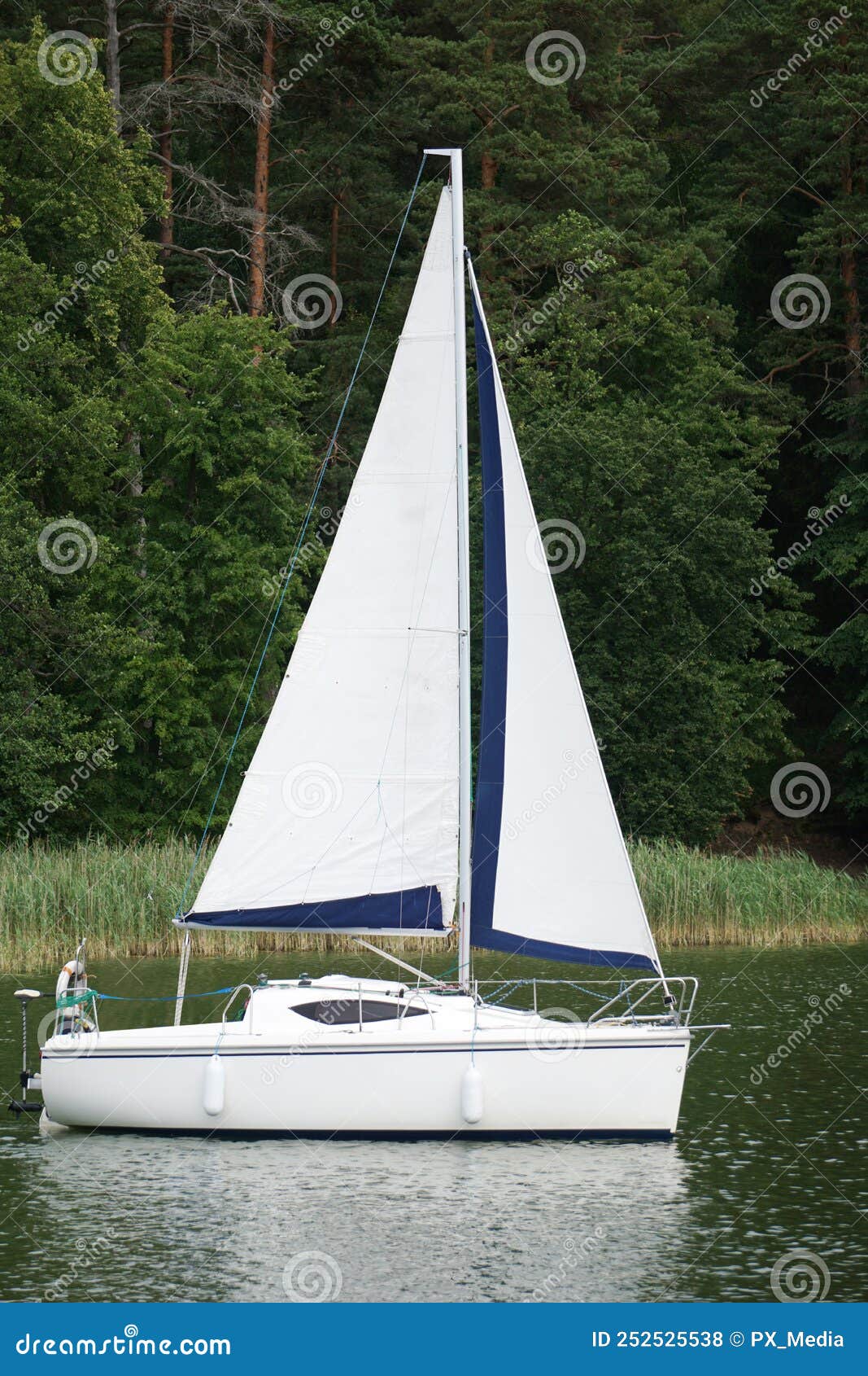 Sailboat Swimming on a Lake - Side View Stock Photo - Image of sailboat ...