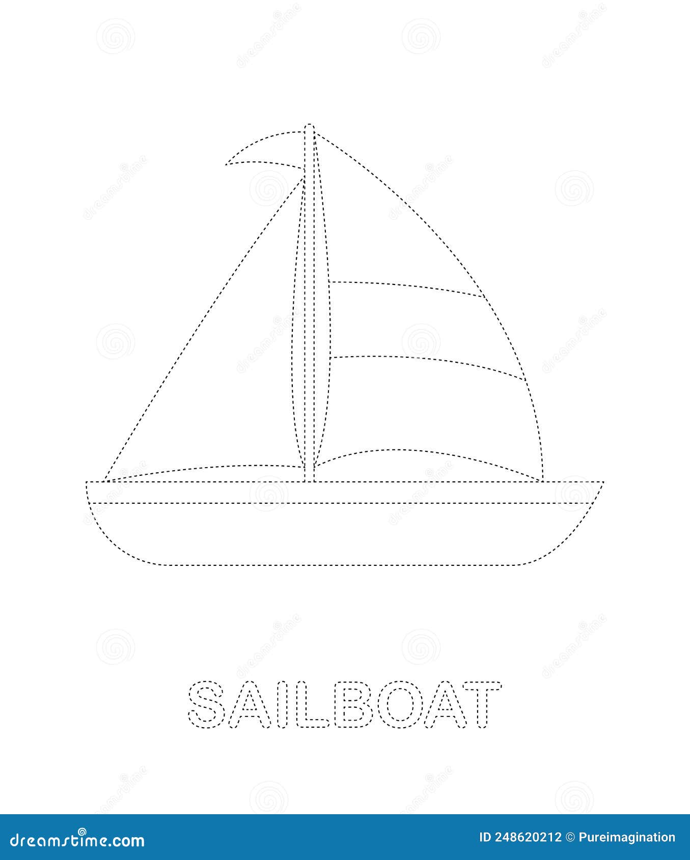 Sailboat Tracing Worksheet for Kids Stock Vector - Illustration of ...