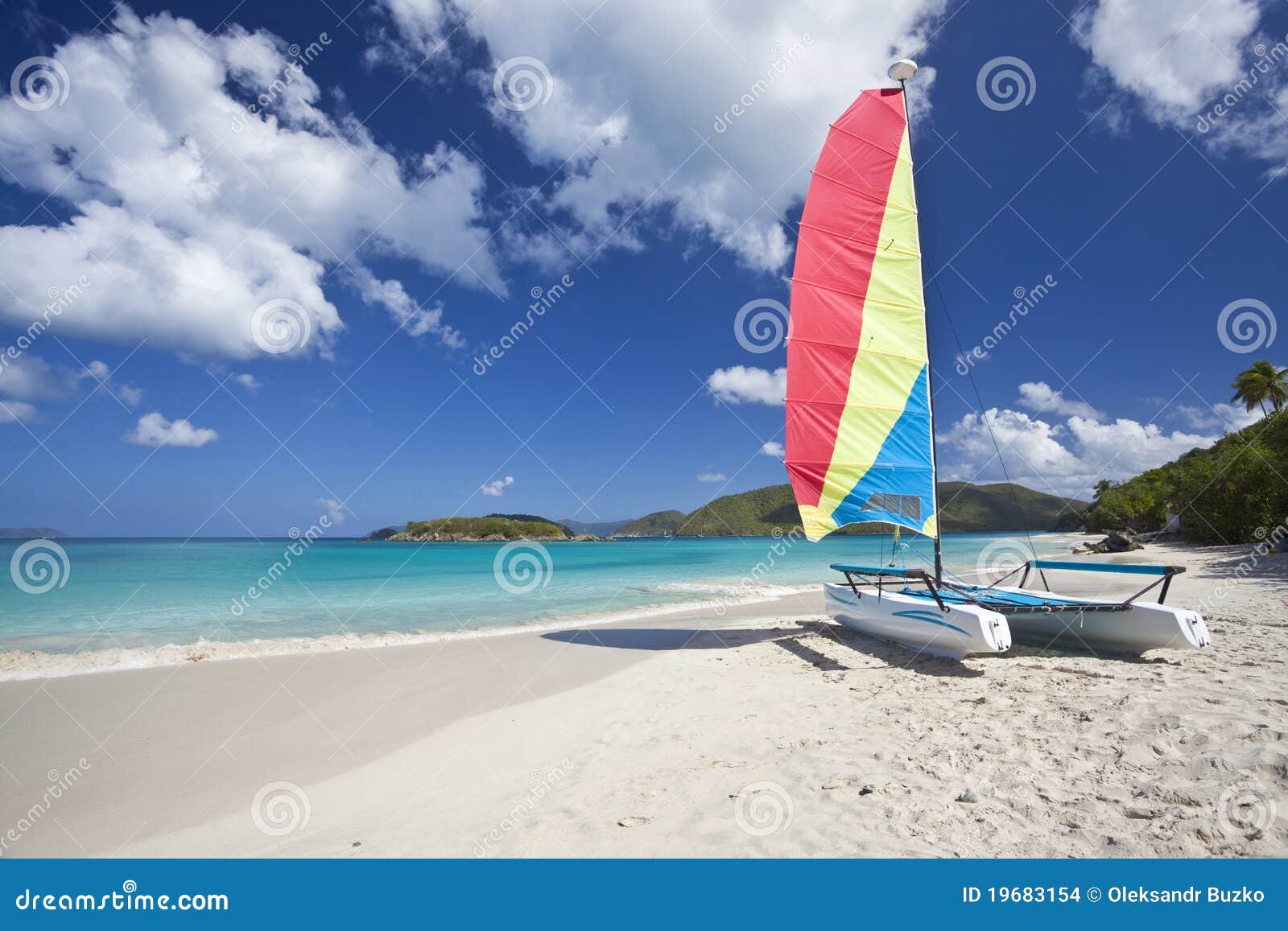 Sailboat on a Tropical Beach Stock Photo - Image of boat, sailing: 19683154