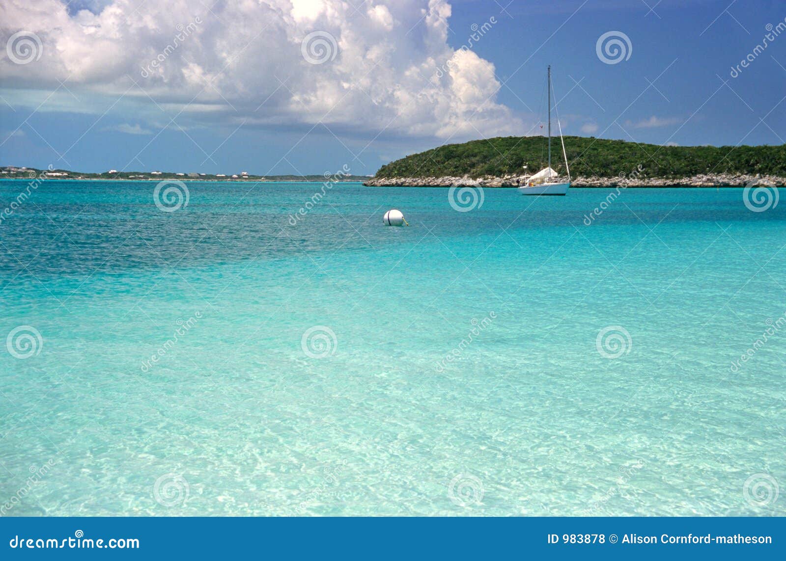 Sailboat on the Turquoise Caribbean Sea Stock Photo - Image of peaceful ...