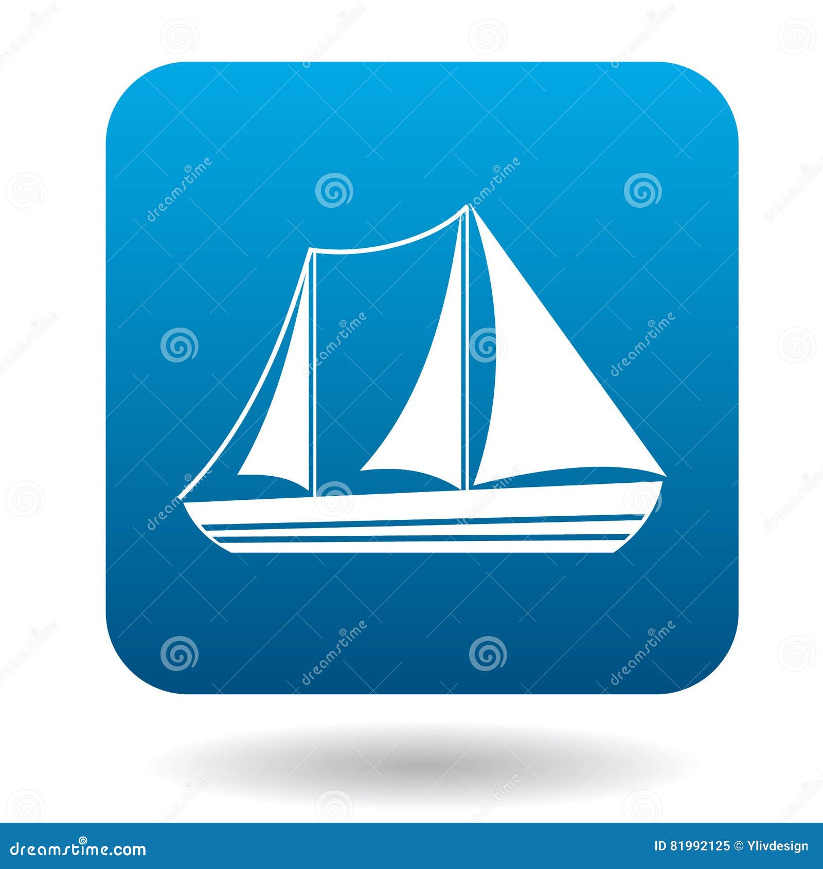 Sailboat with Two Masts Icon, Flat Style Stock Vector - Illustration of ...