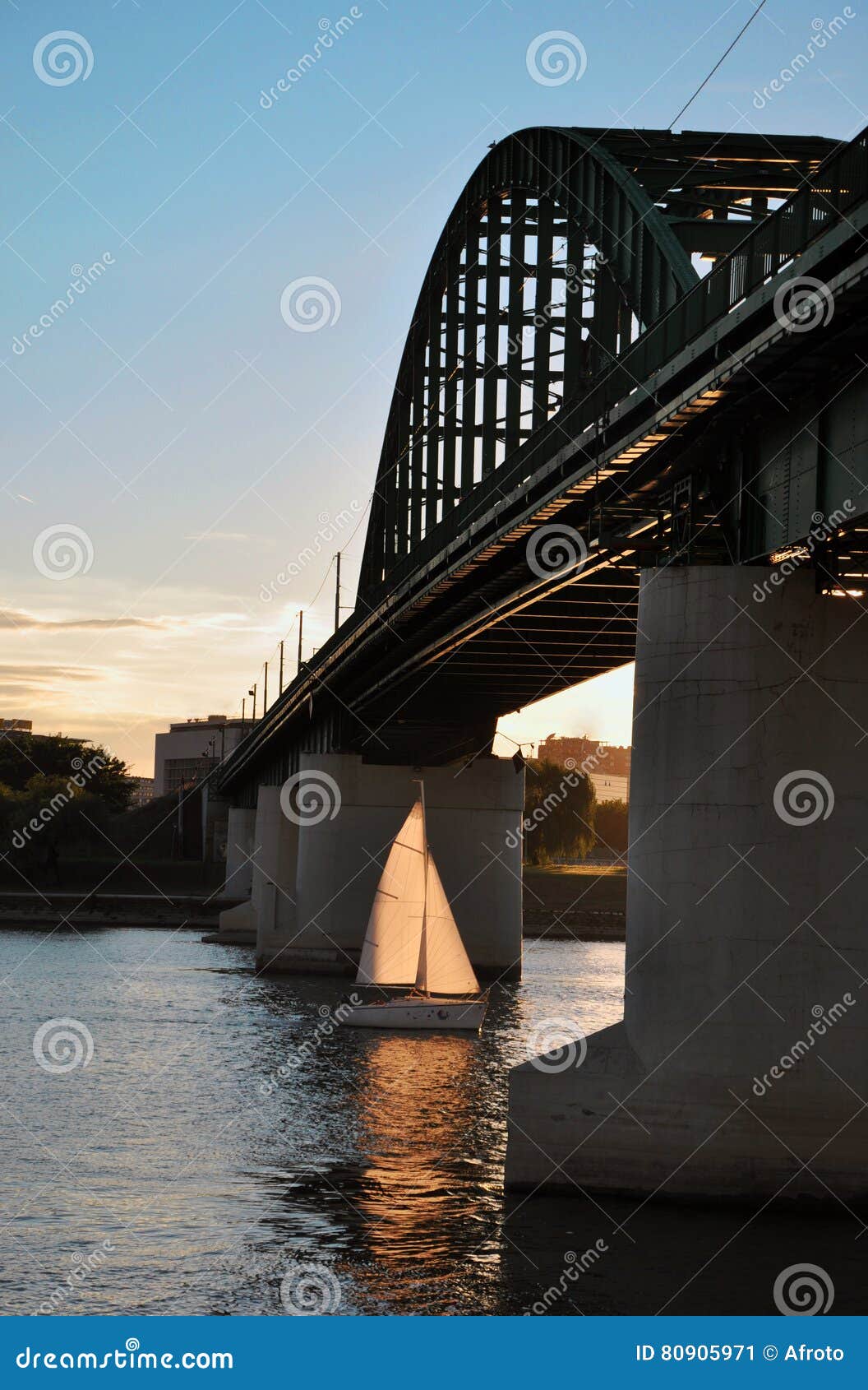 Sailboat under the bridge stock image. Image of tourism - 80905971