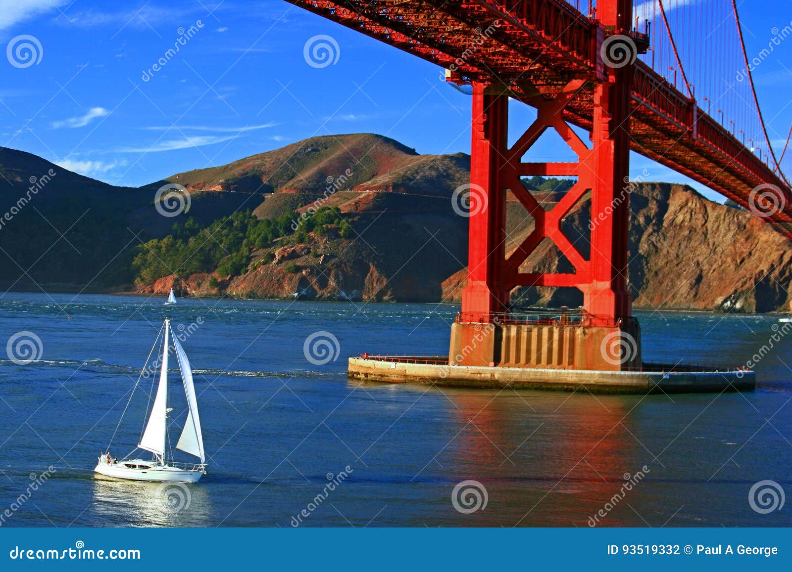 Sailboat Under Golden Gate Bridge Stock Photo - Image of connect, tour ...