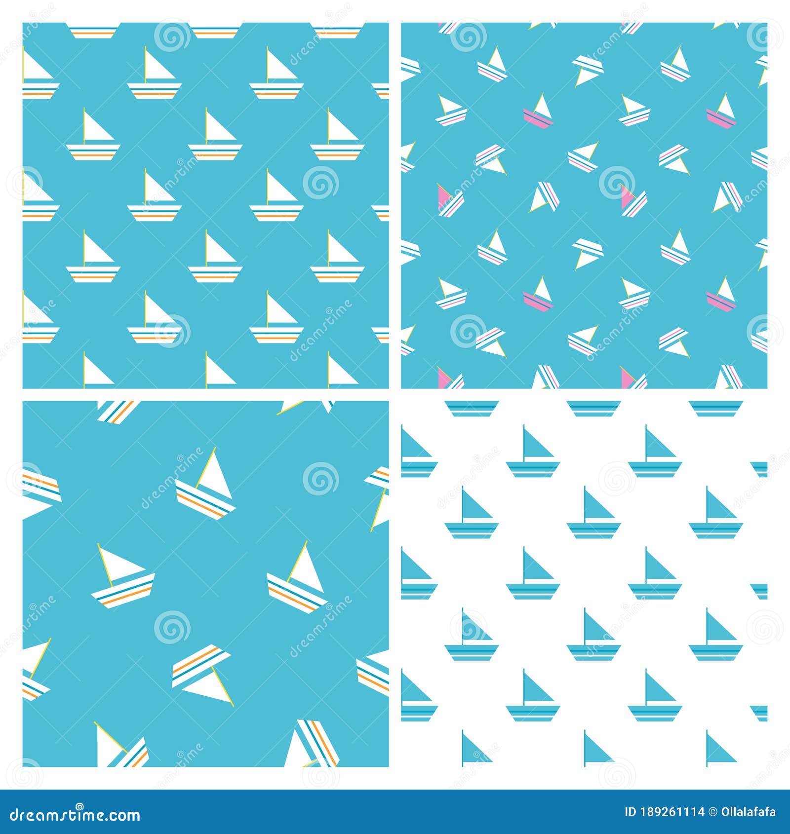 Sailboat Vector Seamless Patterns Collection. Stock Vector ...