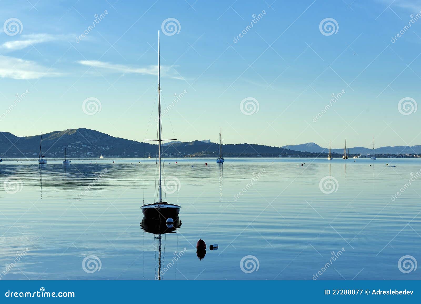 Sailboat on Water in the Morning Stock Image - Image of cruise ...