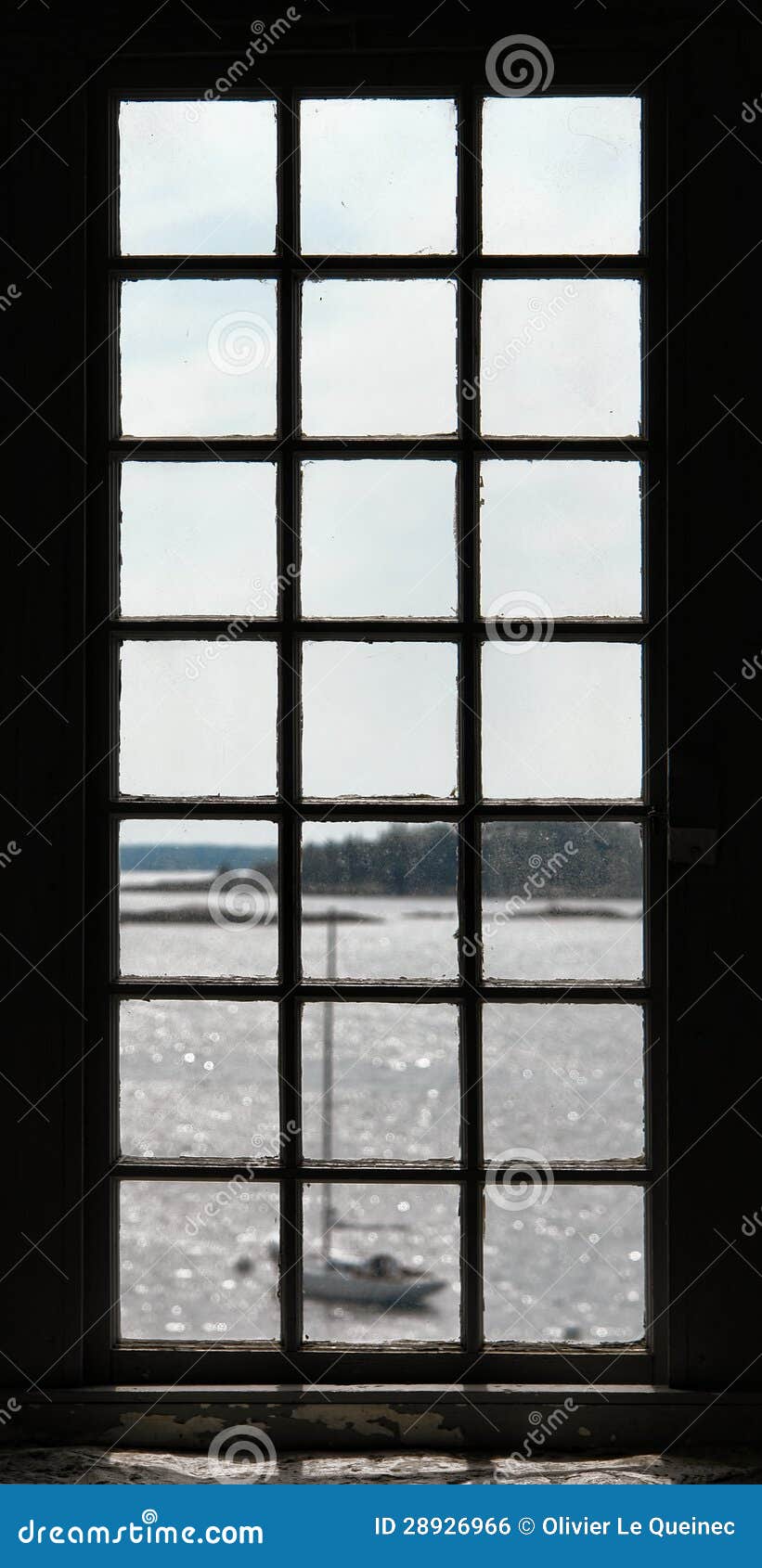 Sailboat and Water View through an Old Window Stock Photo - Image of ...