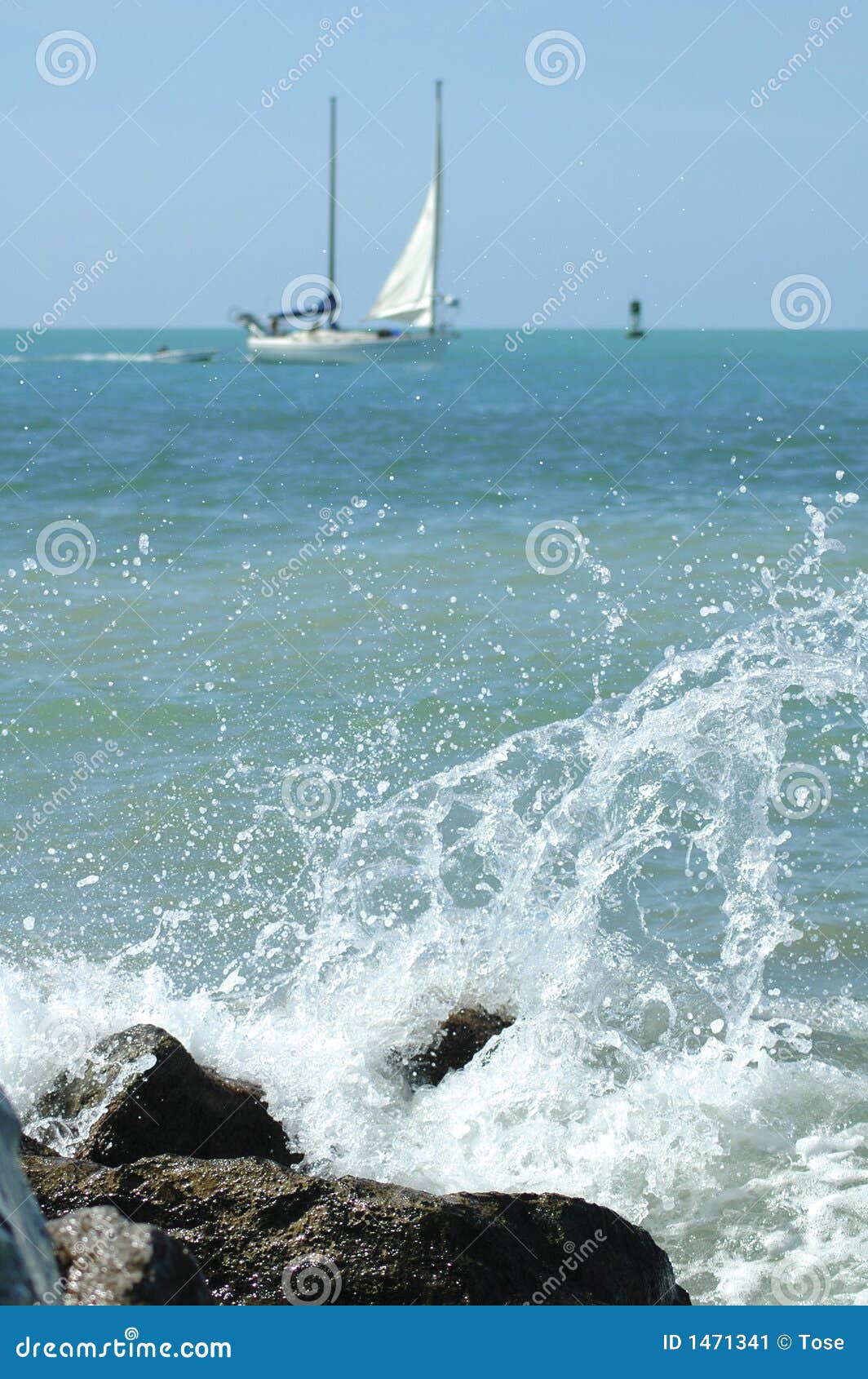 Sailboat and waves stock image. Image of sail, shore, relax - 1471341