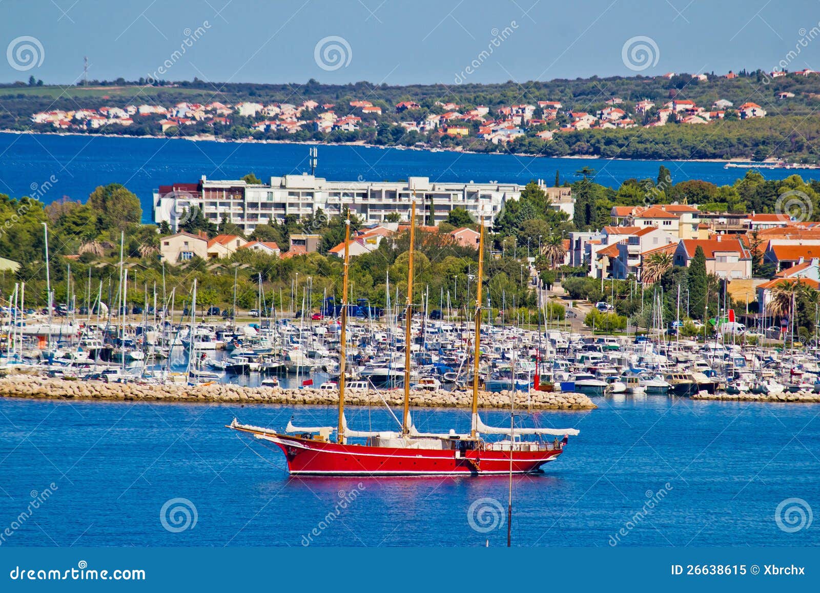 Sailboat in Zadar Area Waterfront Stock Image - Image of seafront ...