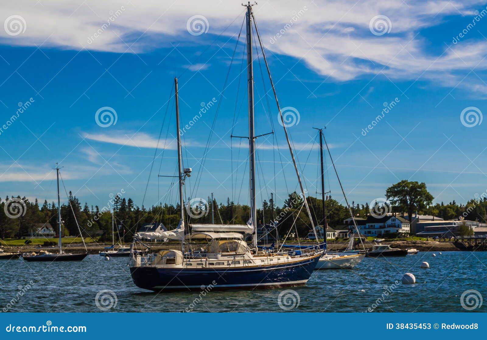 Sailboats at Anchor stock image. Image of dock, travel - 38435453