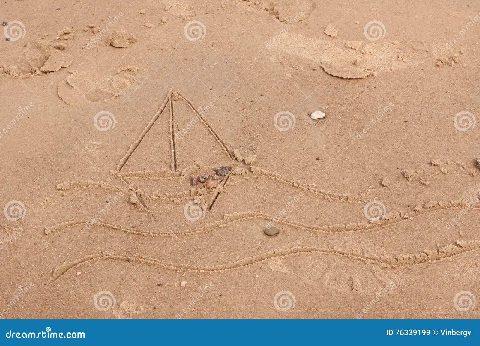Sailboats Drawing in the Sand Stock Image - Image of pattern, outdoors ...