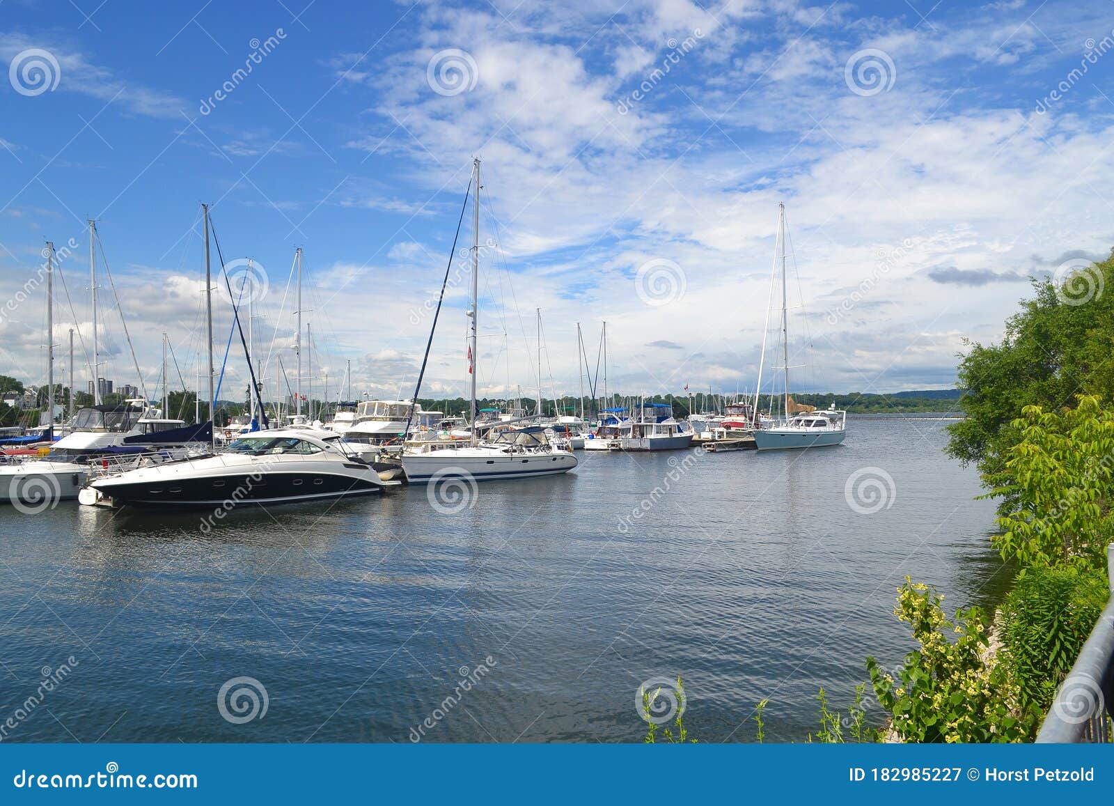 The Harbor of Hamilton with Sealcoats Under Blue Sky Stock Image ...
