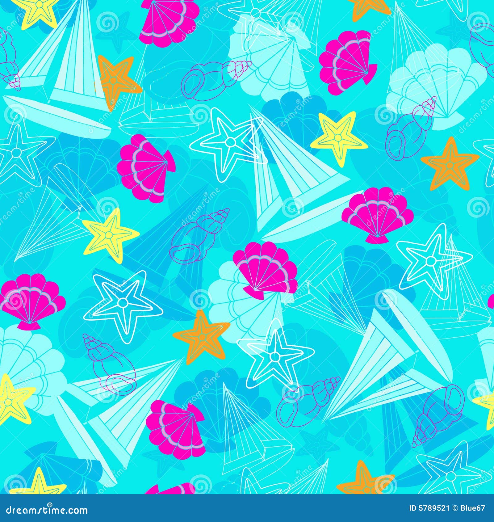 Starfish Seamless Vector Pattern. Underwater Animals In The Shape Of ...