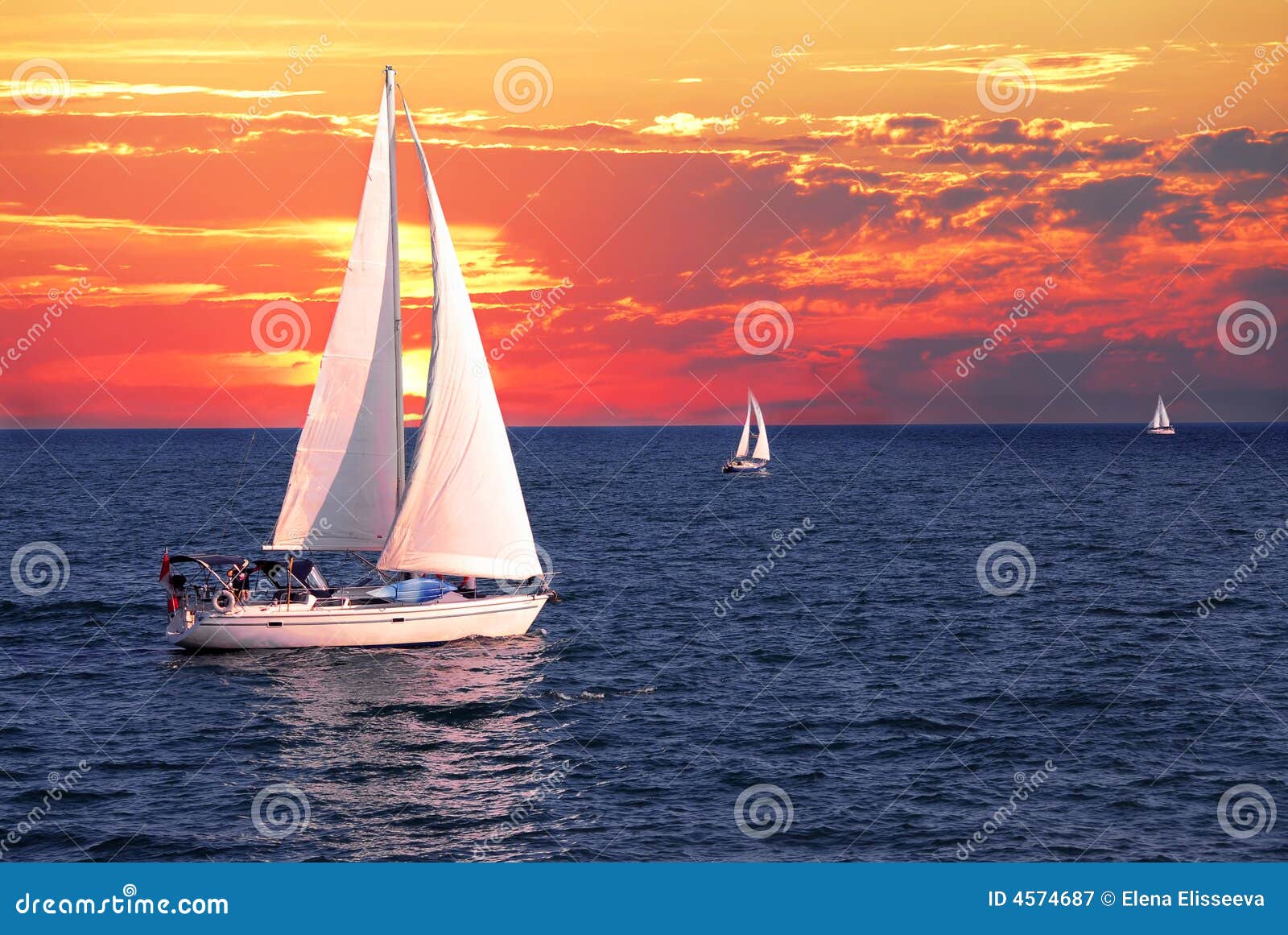 Sailboats at sunset stock image. Image of calm, calmness - 4574687