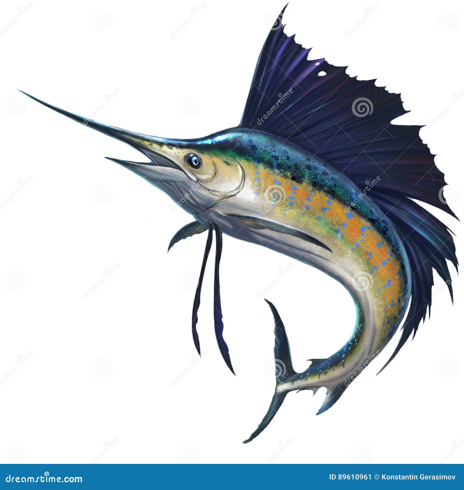 Swordfish Jumping Drawing