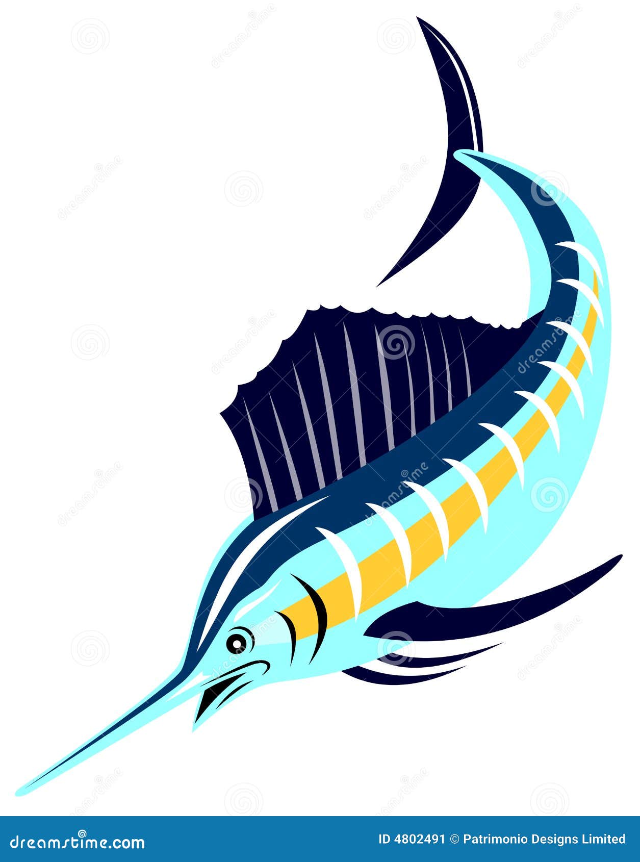 Sailfish Diving Cartoon Vector | CartoonDealer.com #4802491
