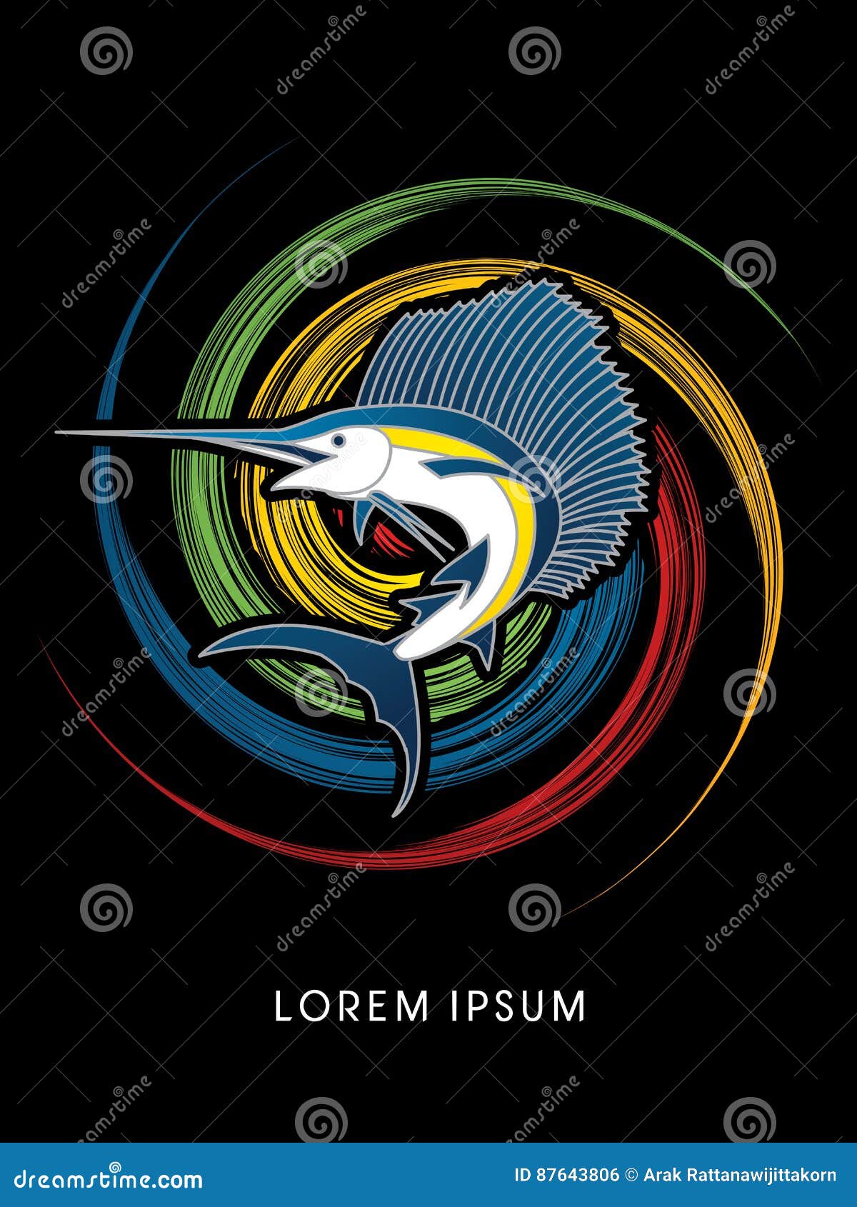 Sailfish graphic vector. stock vector. Illustration of fish - 87643806