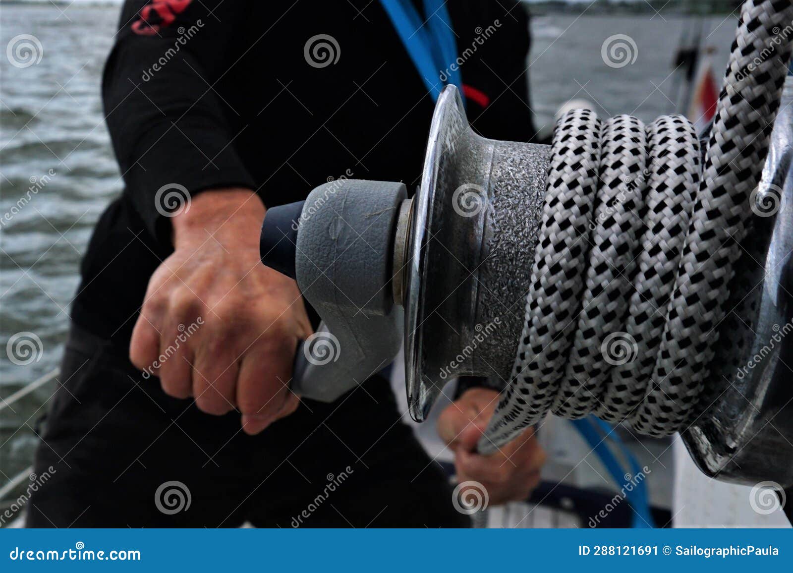 Sailing Activity with Lines and Rope Pulled and Slackened by Crew. the ...