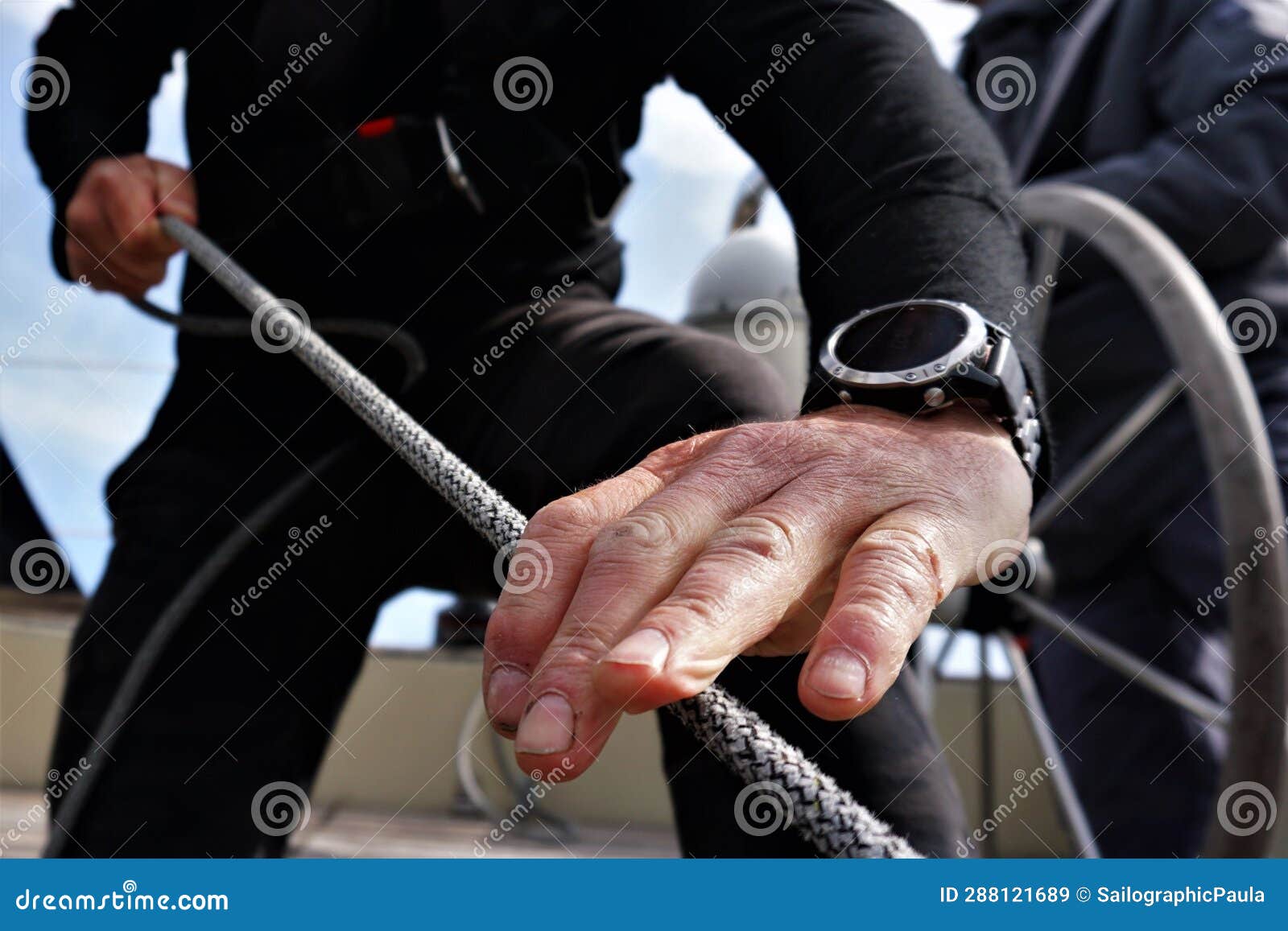 Sailing Activity with Lines and Rope Pulled and Slackened by Crew. the ...