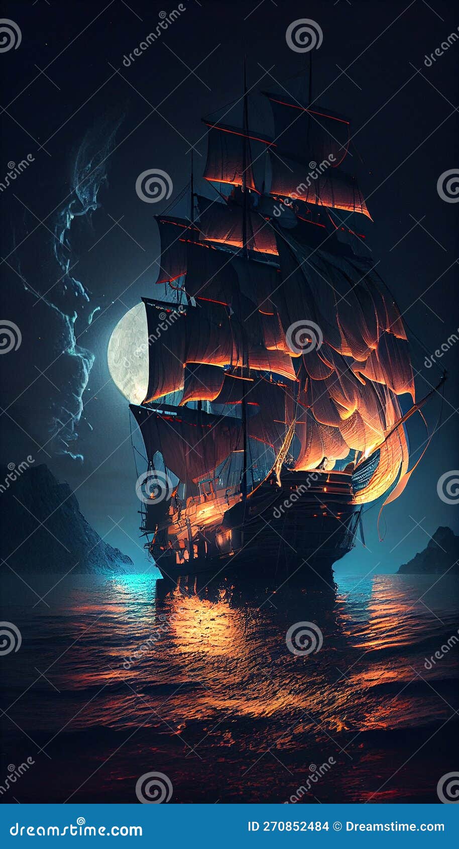 Sailing on a Beautiful Night Stock Photo - Image of tropical, sunrise ...